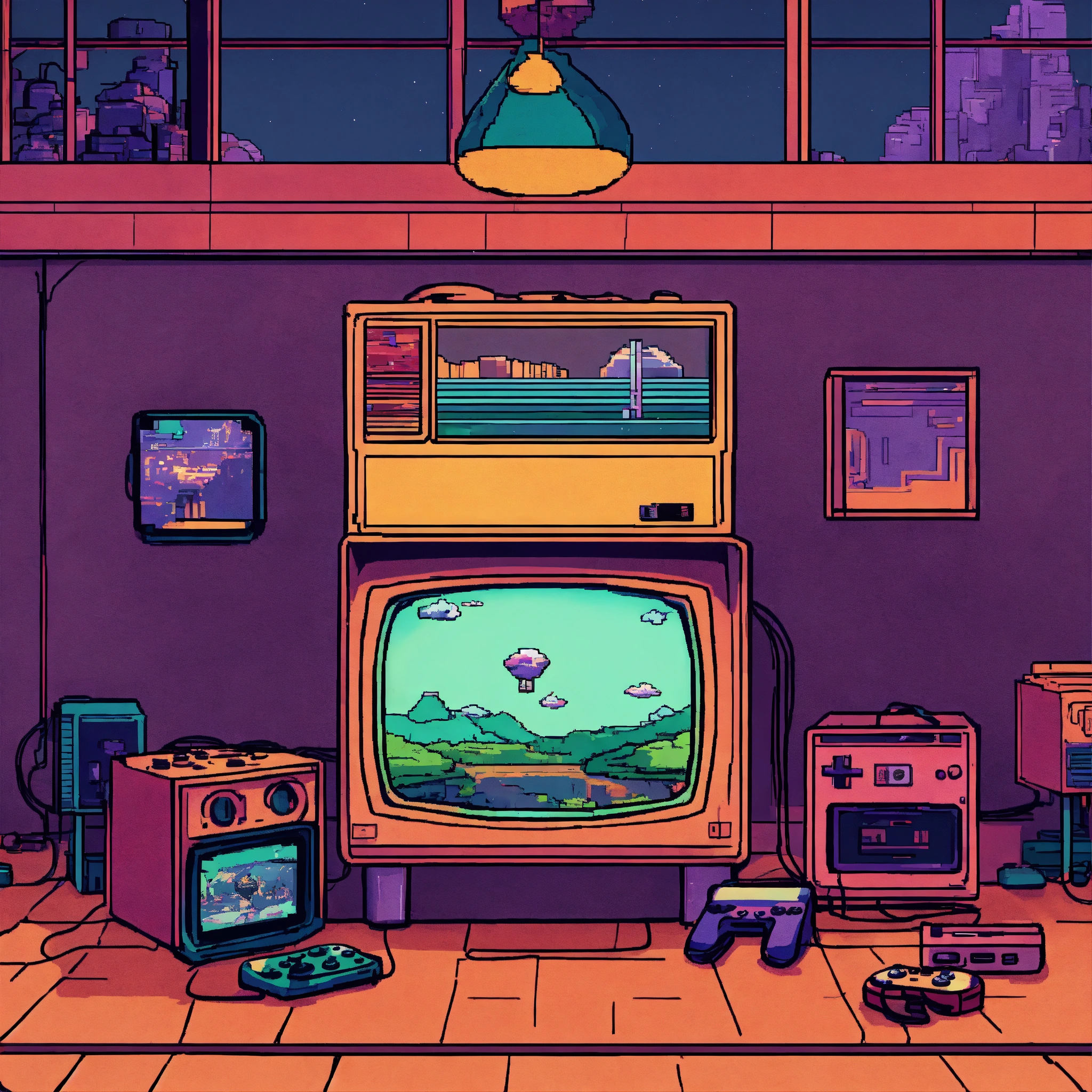 Lexica - Original video game album art, 8k, retro, hand drawn, no text