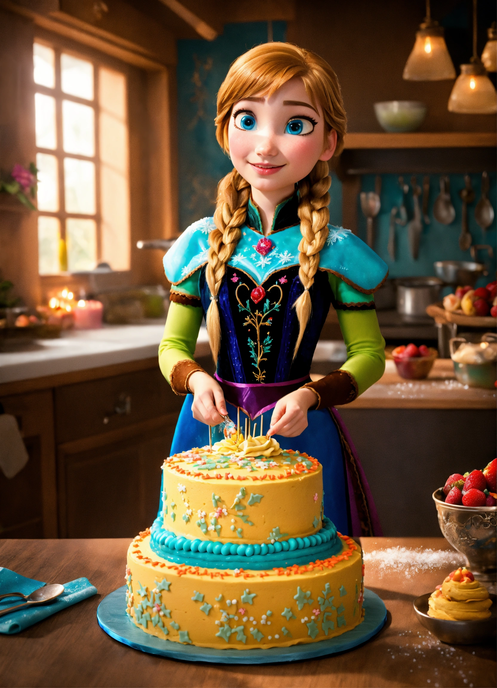 Lexica - Anna from frozen bakes a cake