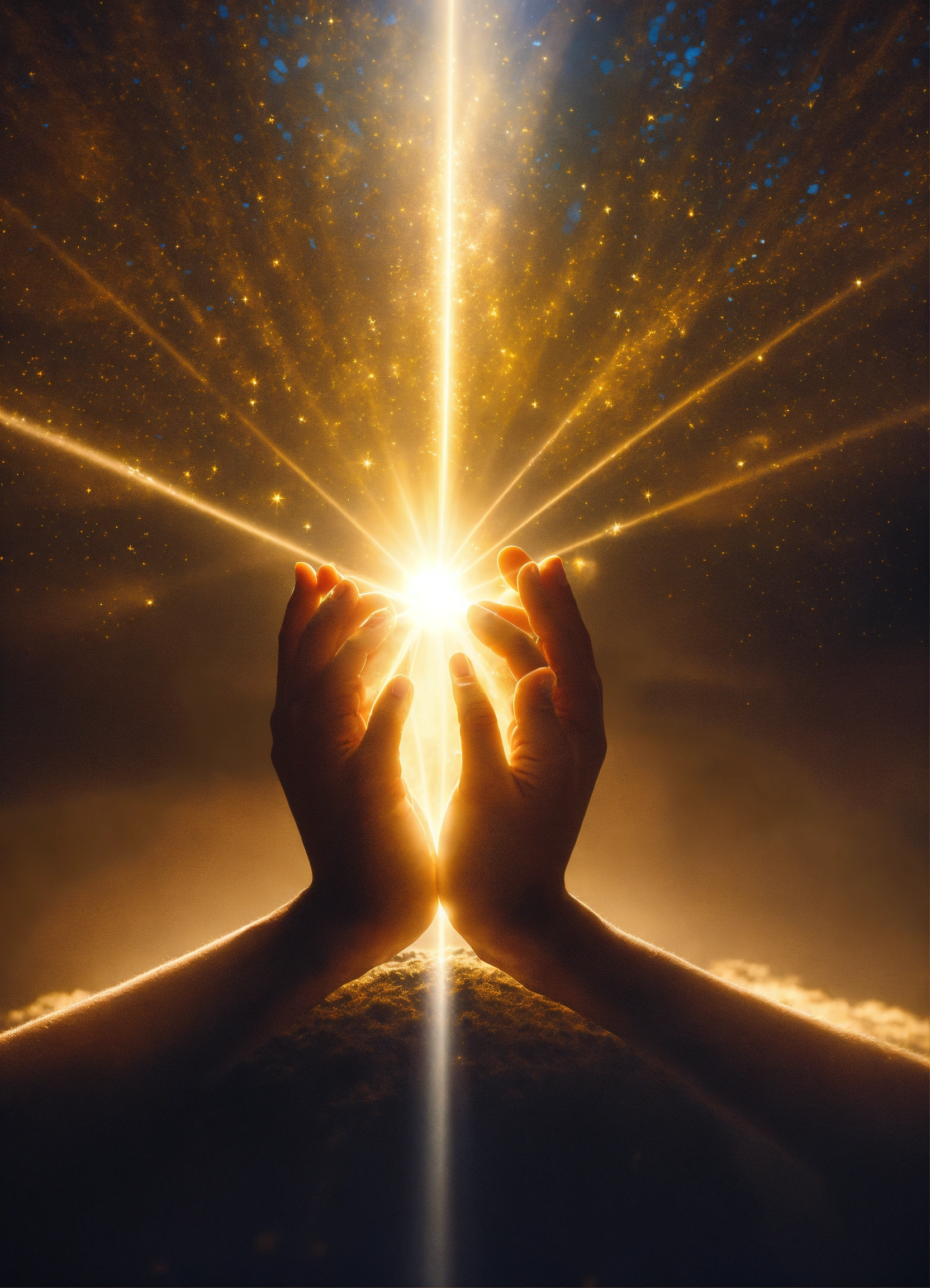 Lexica - Prayer hands,in a world,within a world,beams of light in the ...