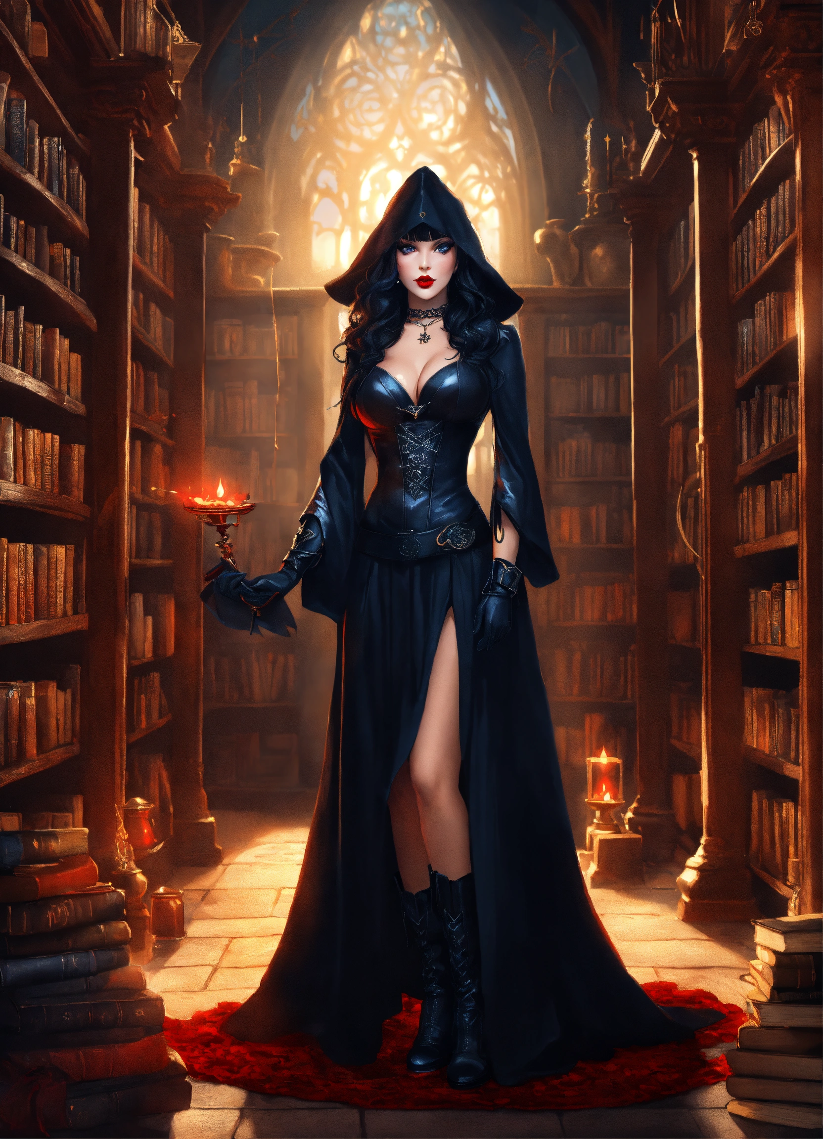 Lexica - 8k, fantasy art, arcane library background, witch, 5 feet tall ...