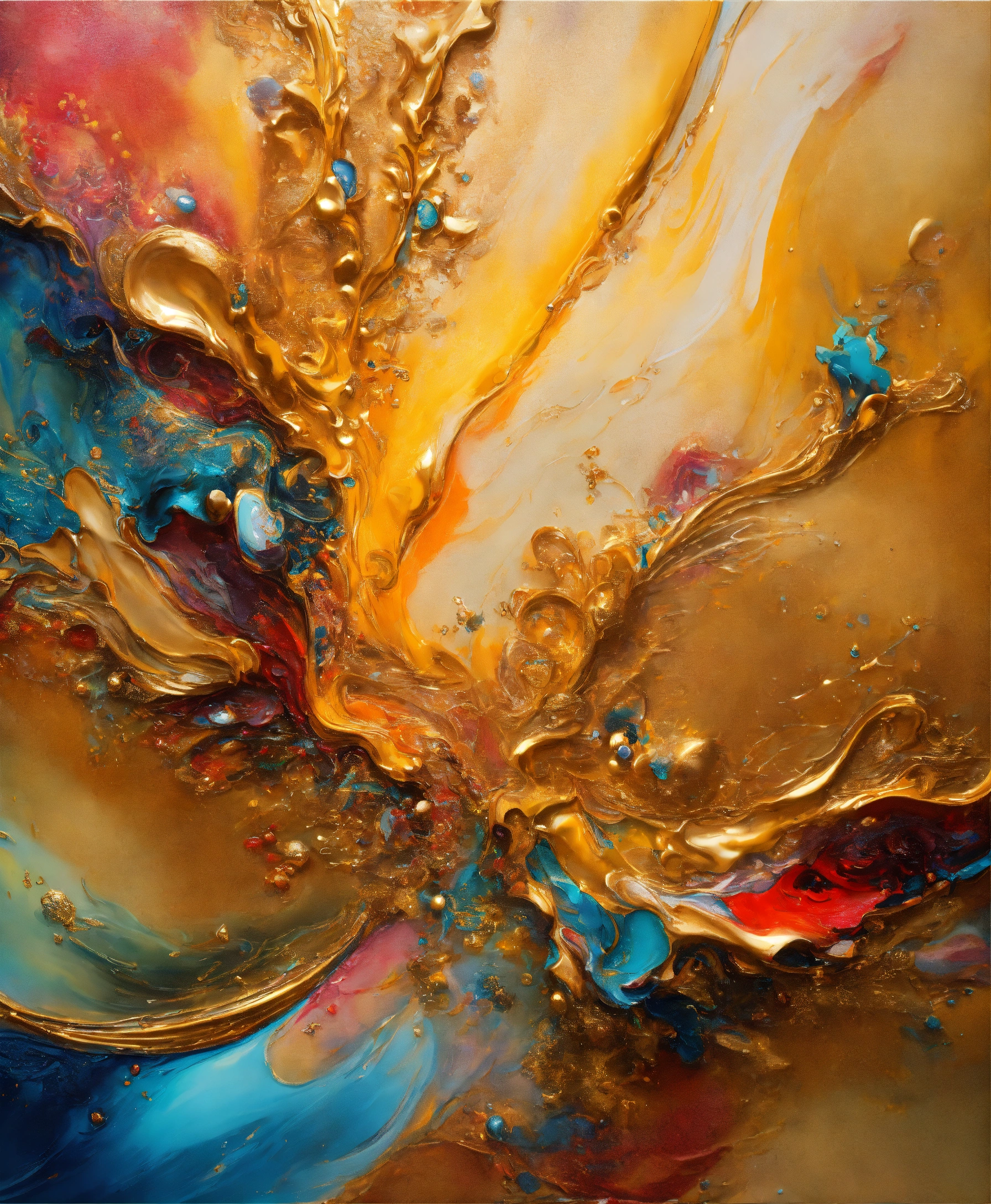Lexica - Colorful abstract painting oil and water complex complicated ...