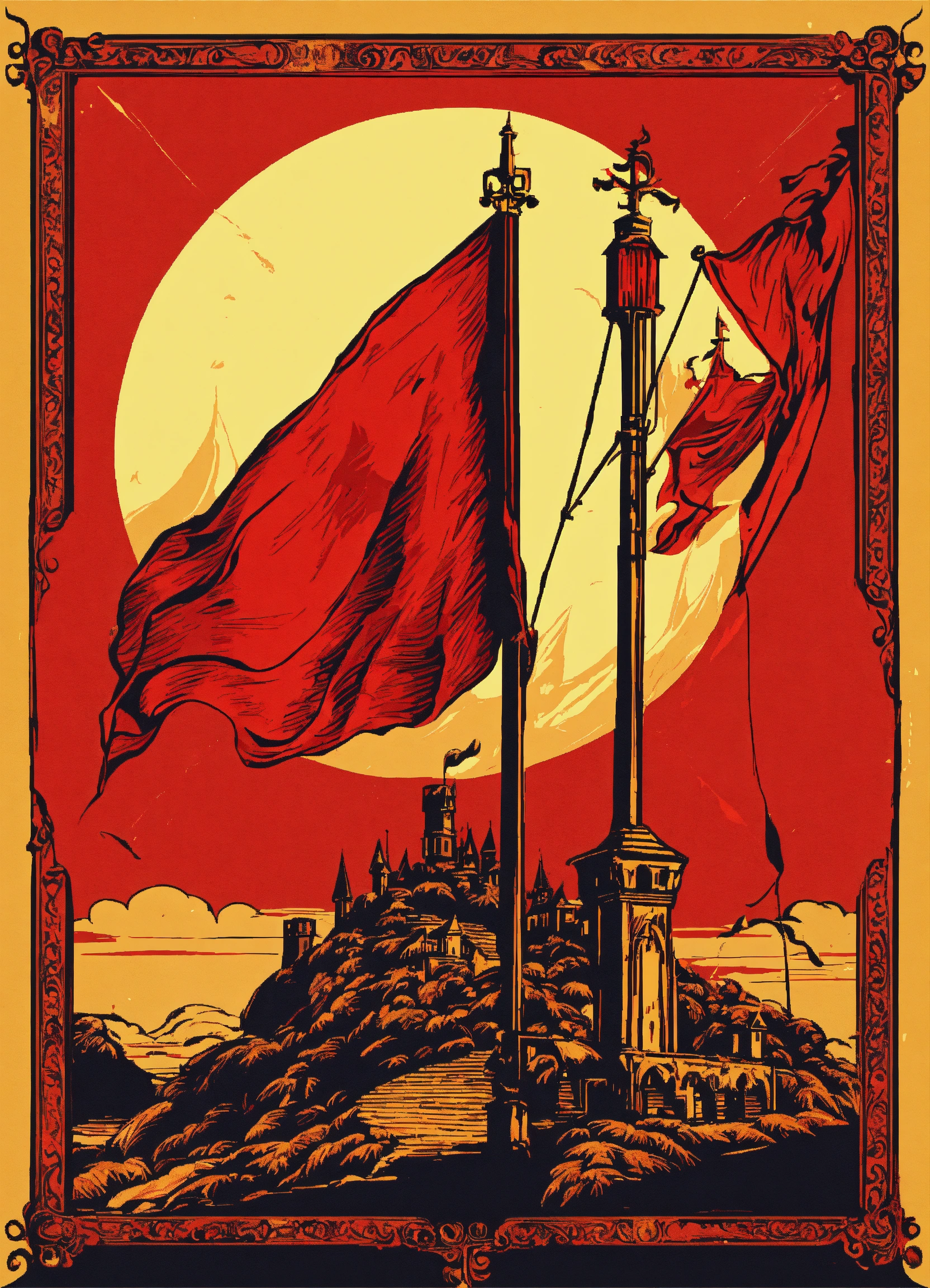 Lexica - Medieval red flag illustration vector art