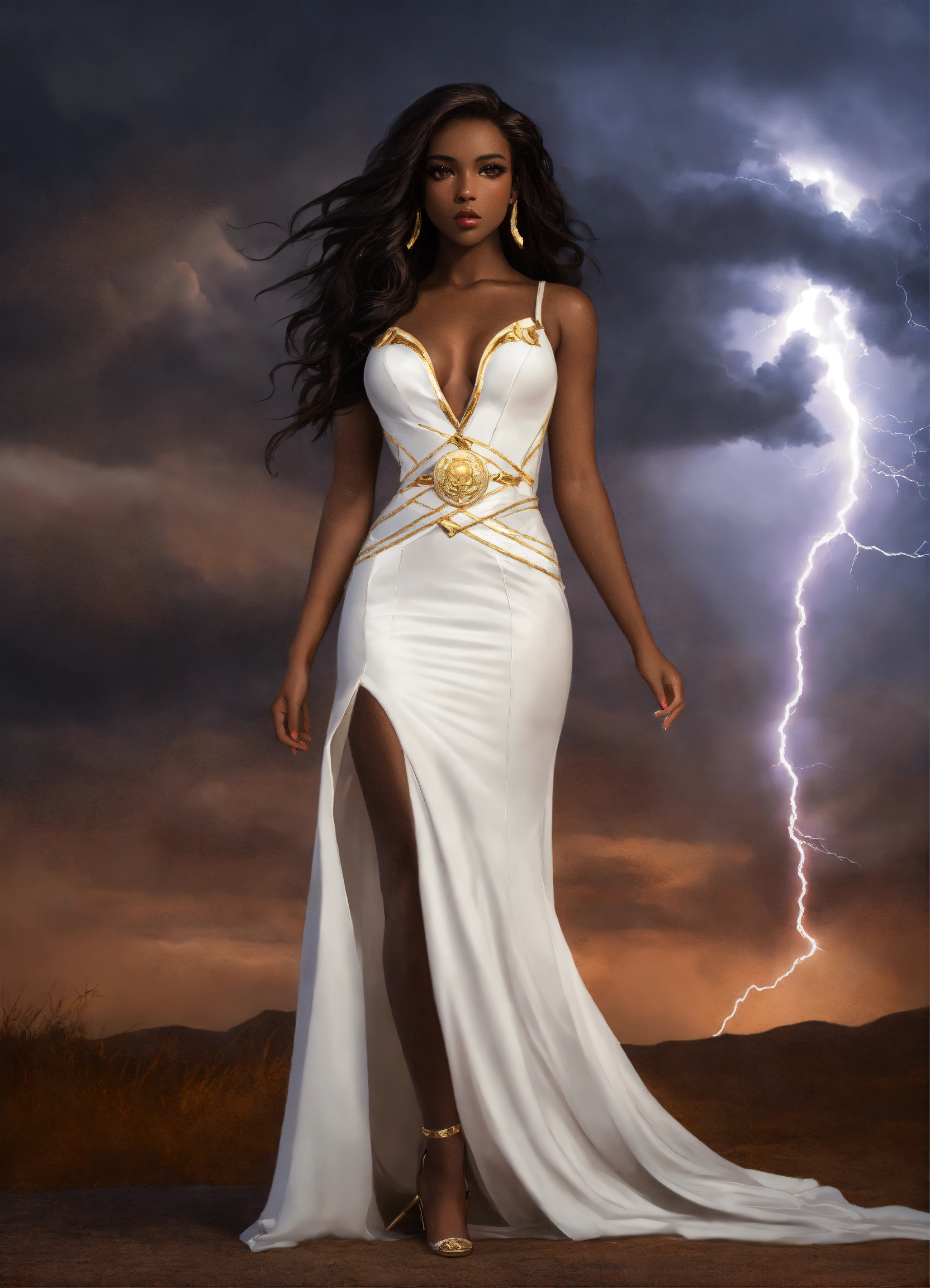 Lexica - Beautiful brunette modern lightning goddess with beautiful ...