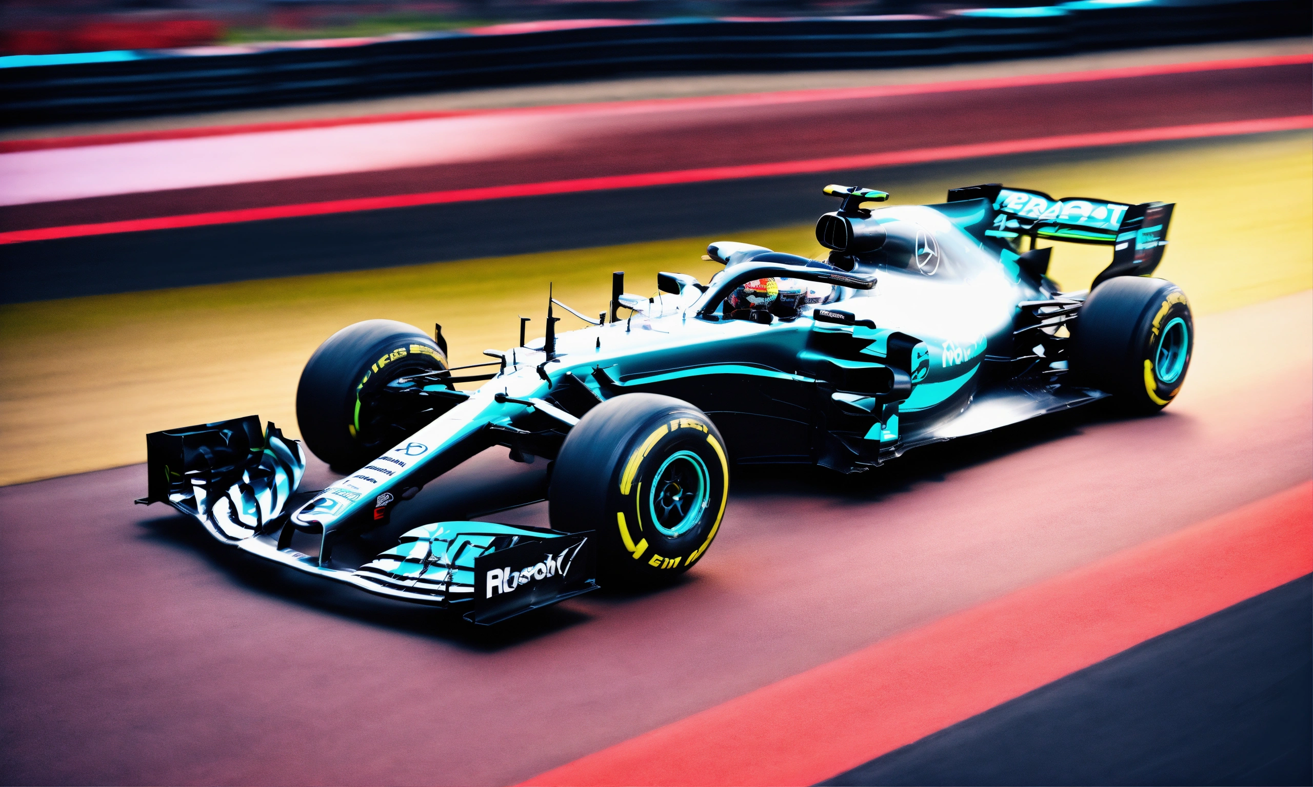 Lexica - Lewis Hamilton in Mercedez F1 Team presentation, neon blue ...
