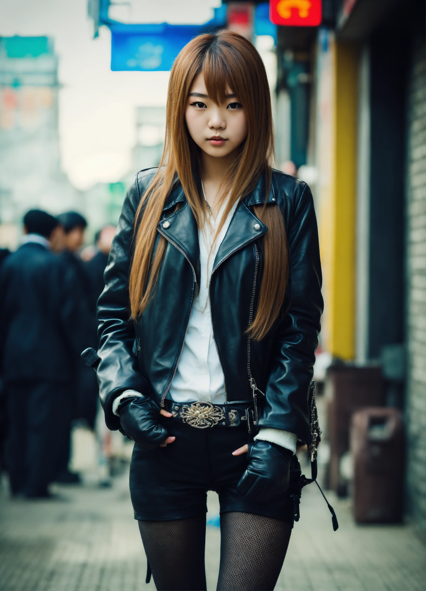 Lexica - A beautuful young japaneze girl , long hair, urban enviroment ...
