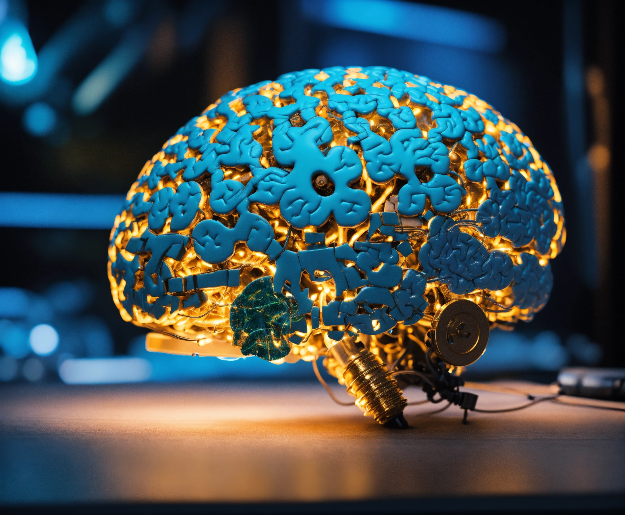 Lexica - "illuminated thought process", glowing brain center stage ...