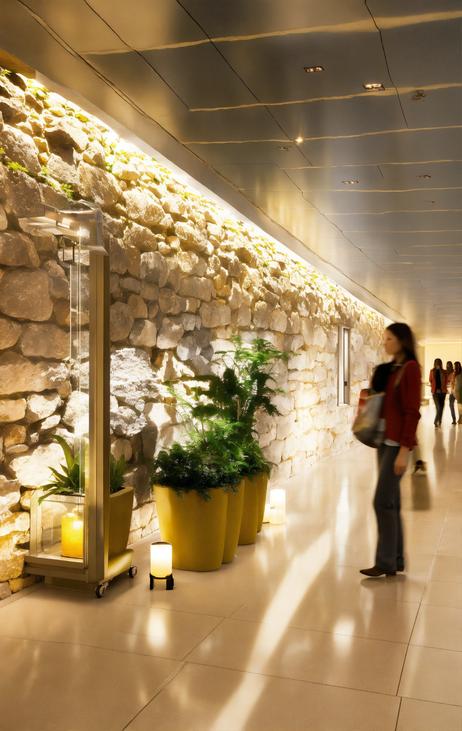 Lexica - Airport corridor, one side of the corridor full height glass ...