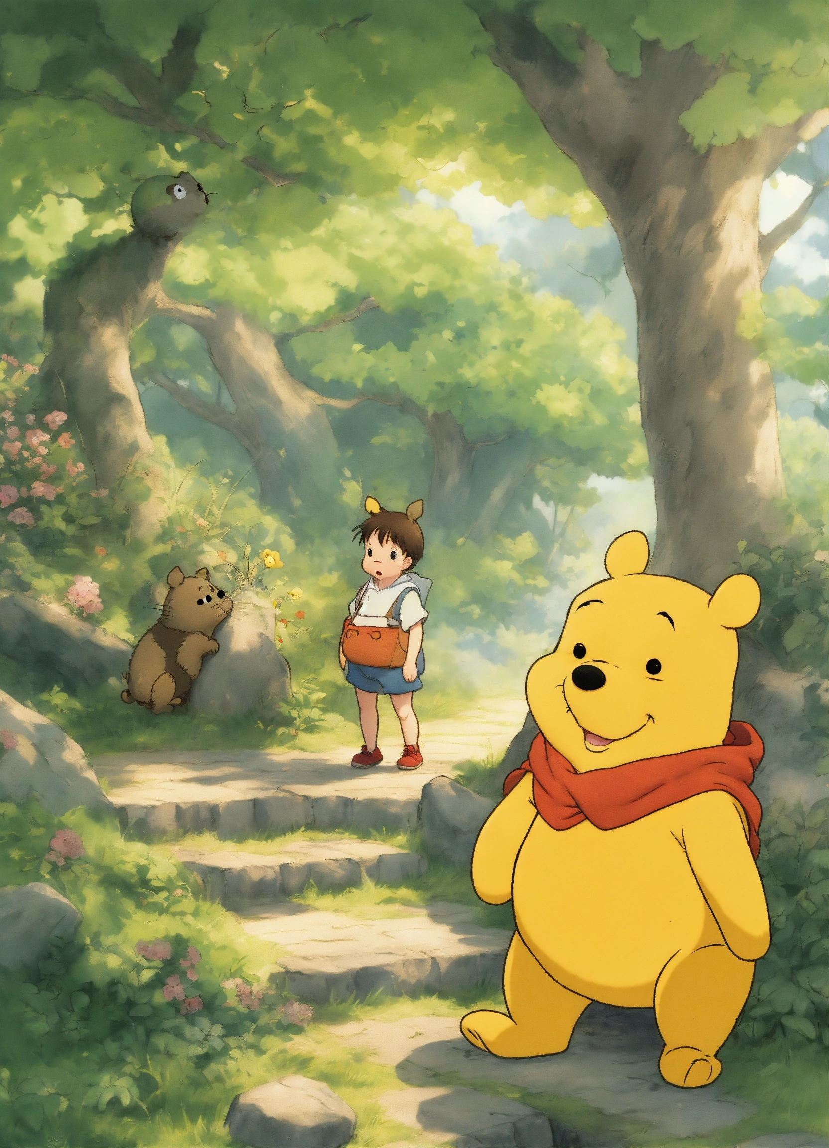 Lexica - 1990s anime Winnie the Pooh as Totoro, full detailed eyes ...
