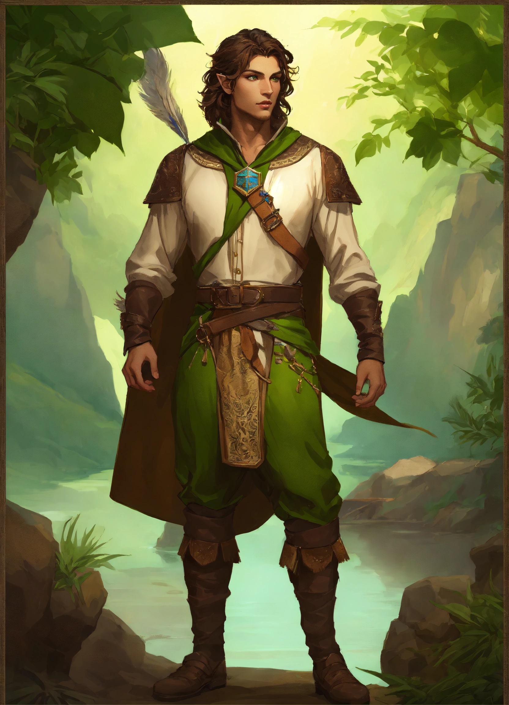 Lexica - Full body portrait of handsome elf male scout, high cheekbones ...