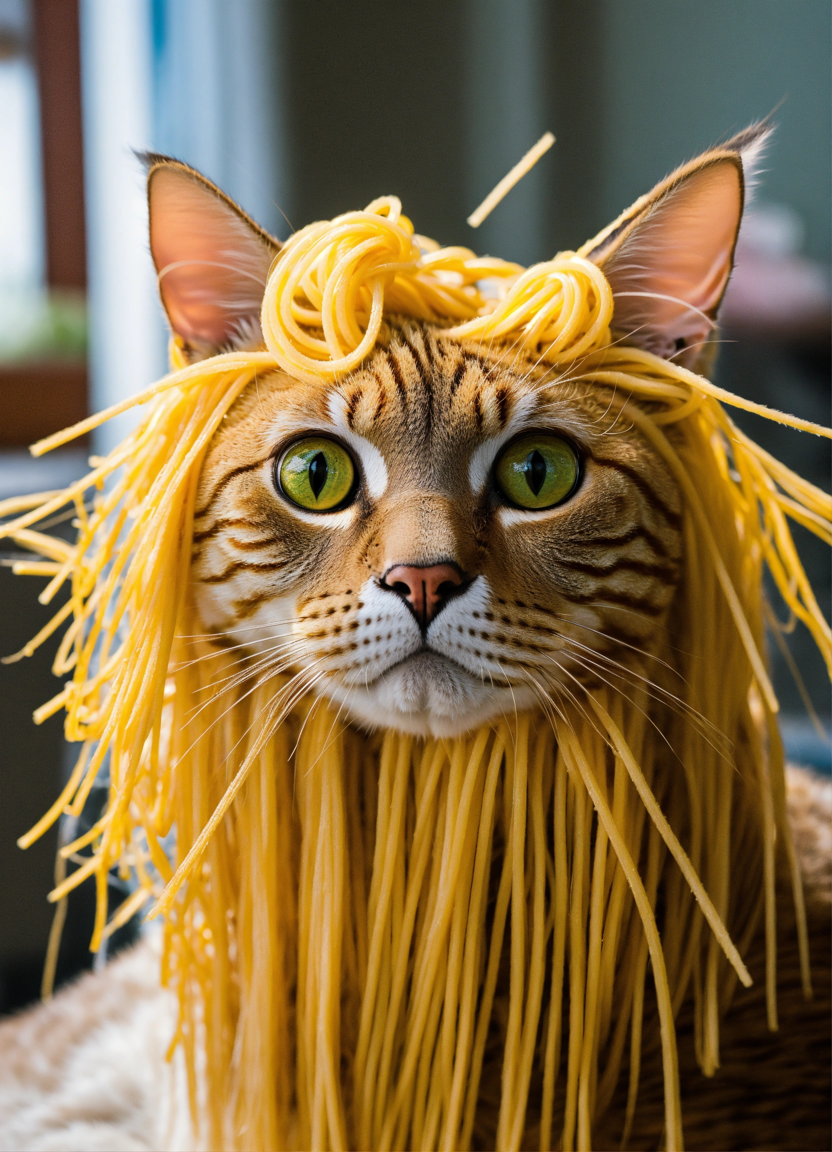 Lexica - Cat with spaghetti hair