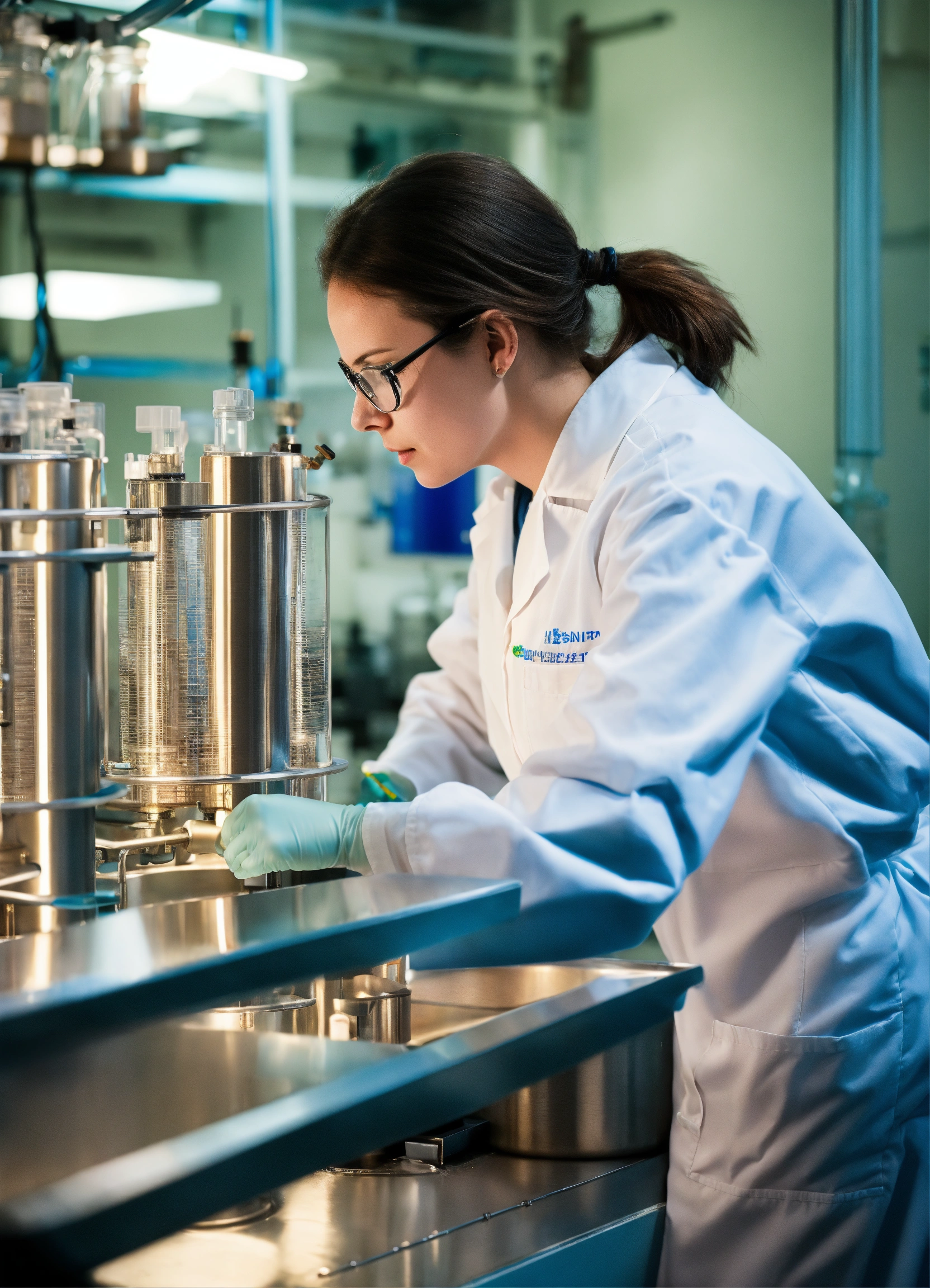 Lexica - Female scientist in a white labcoat working on a stainless ...