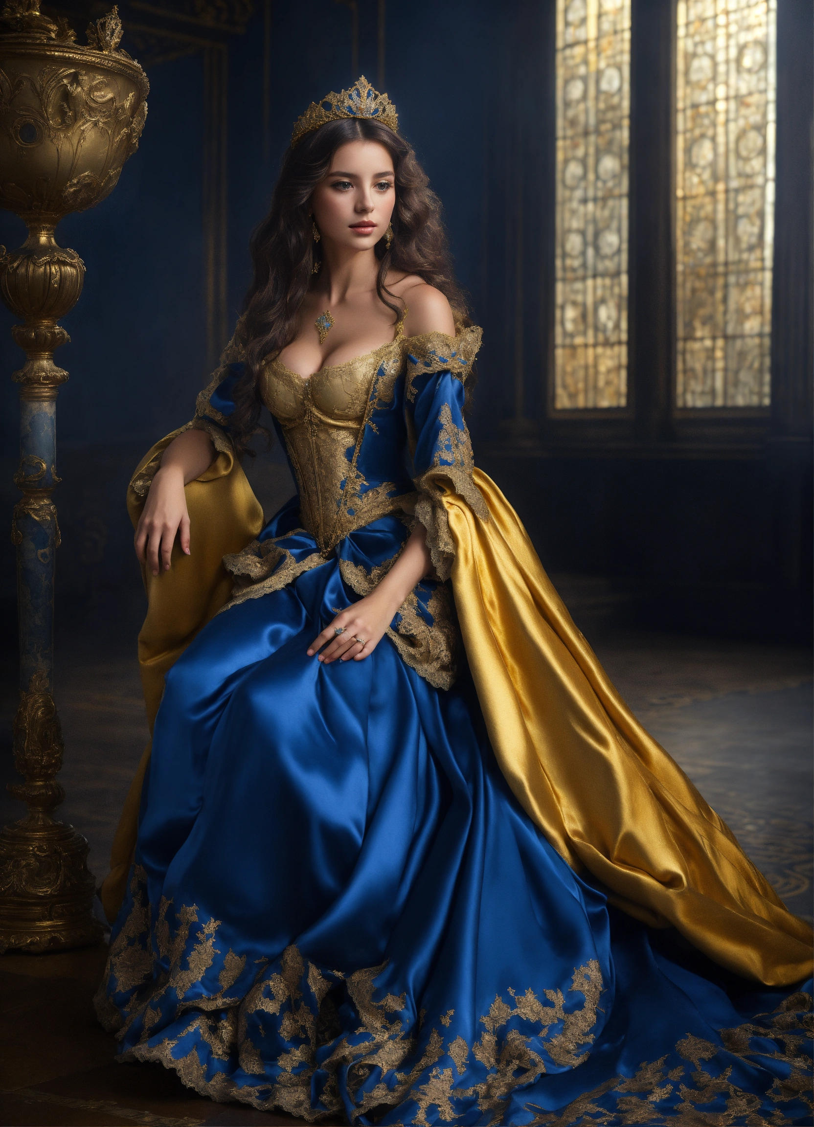 Lexica - Photorealistic disheveled young princess in Renaissance blue ...