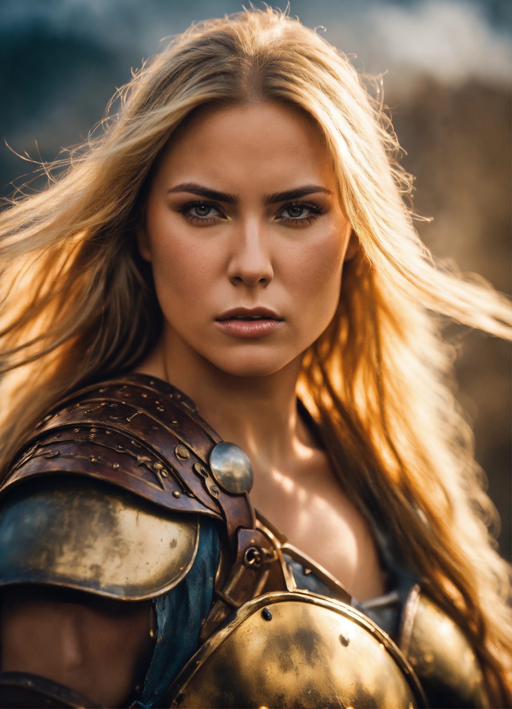 Lexica - Photo quality portrait of powerful female barbarian warrior ...