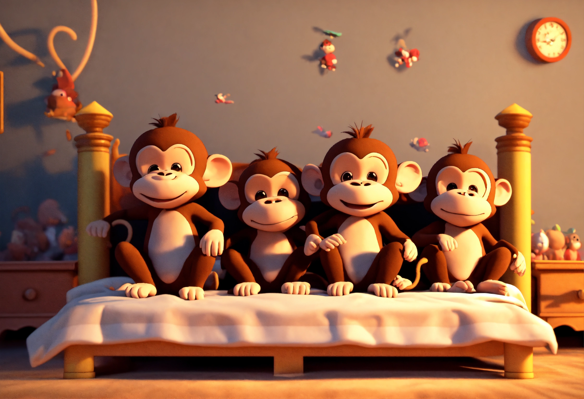 Lexica - Four little monkeys jumping in the bed, and one monkey is fell ...