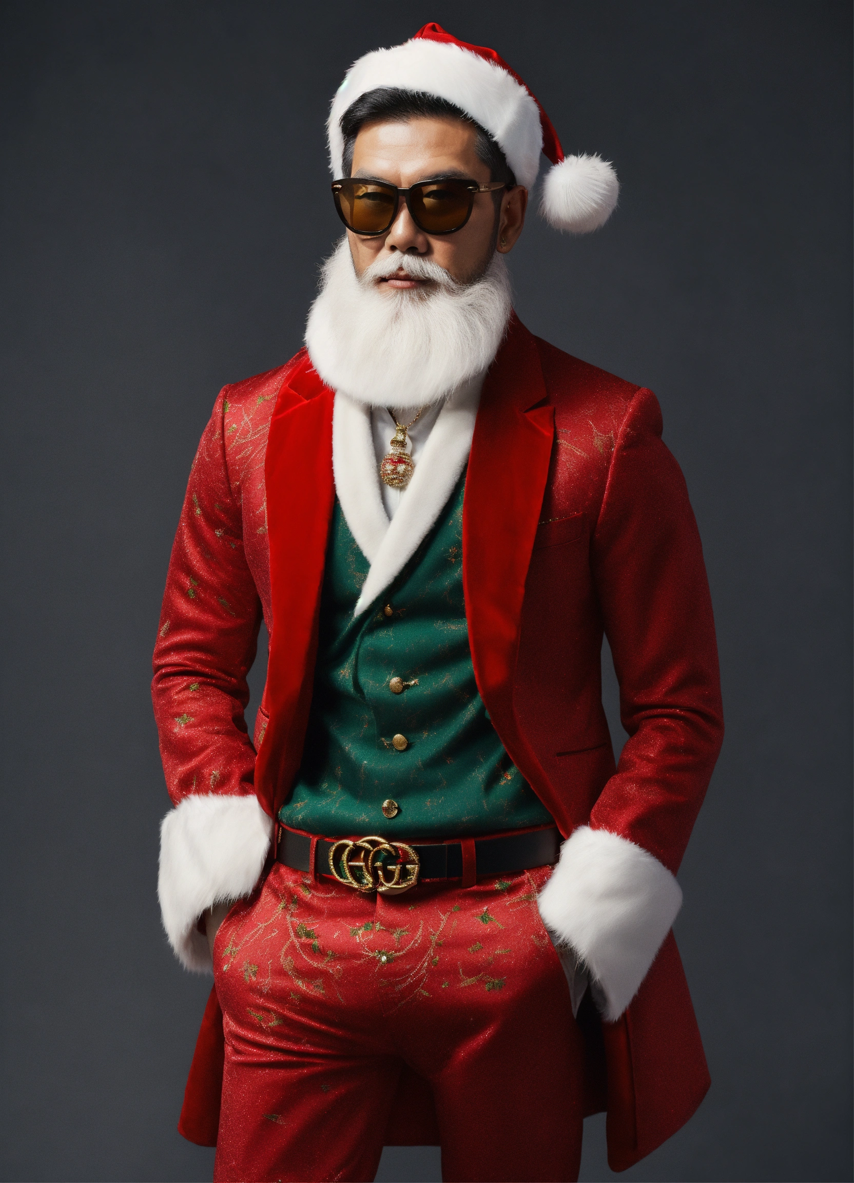 Lexica - A extremely handsome modern Asian Santa Claus, wearing ...