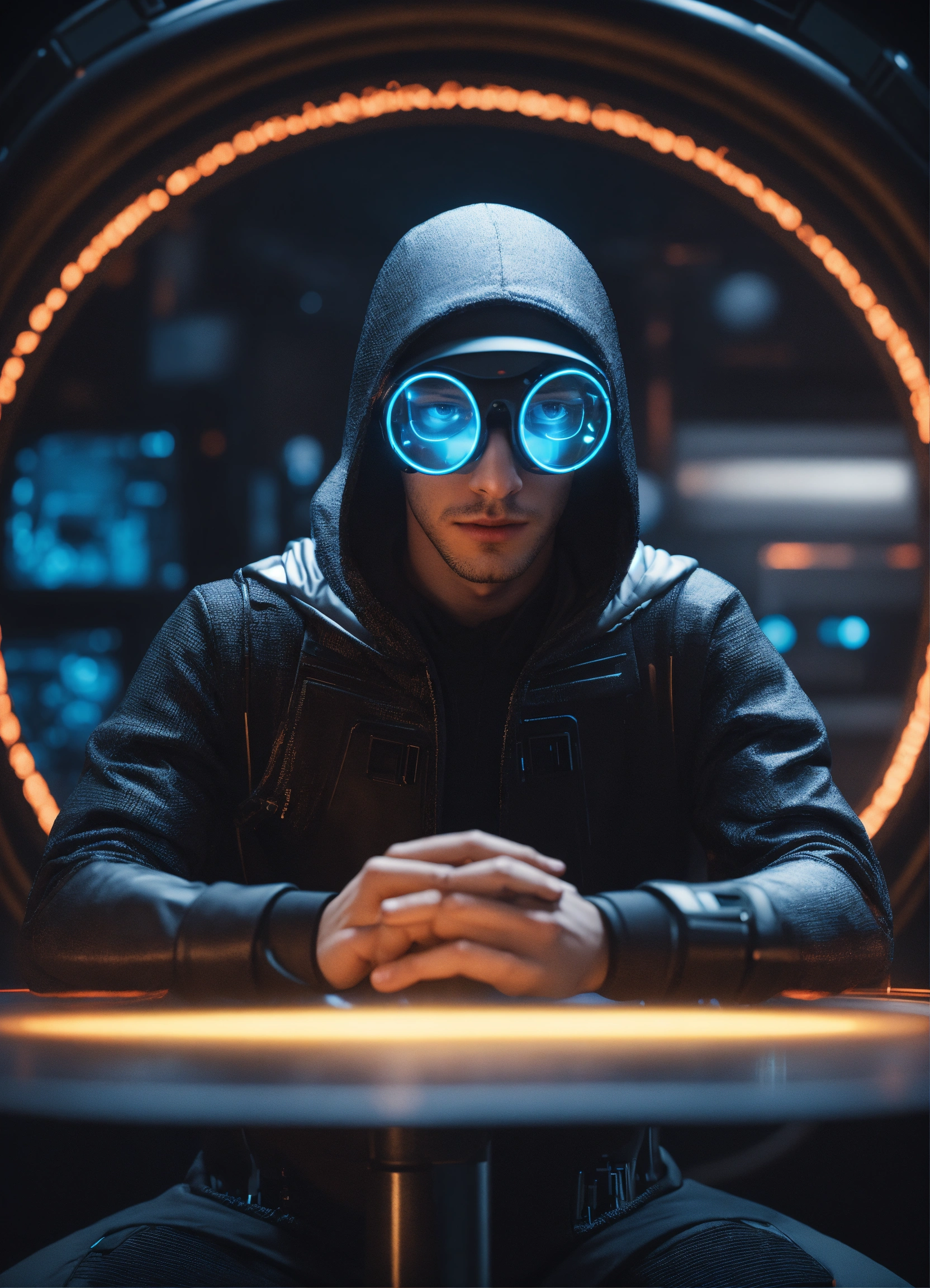 Lexica - Nerdy 25 year old male cyborg hacker wearing futuristic ...