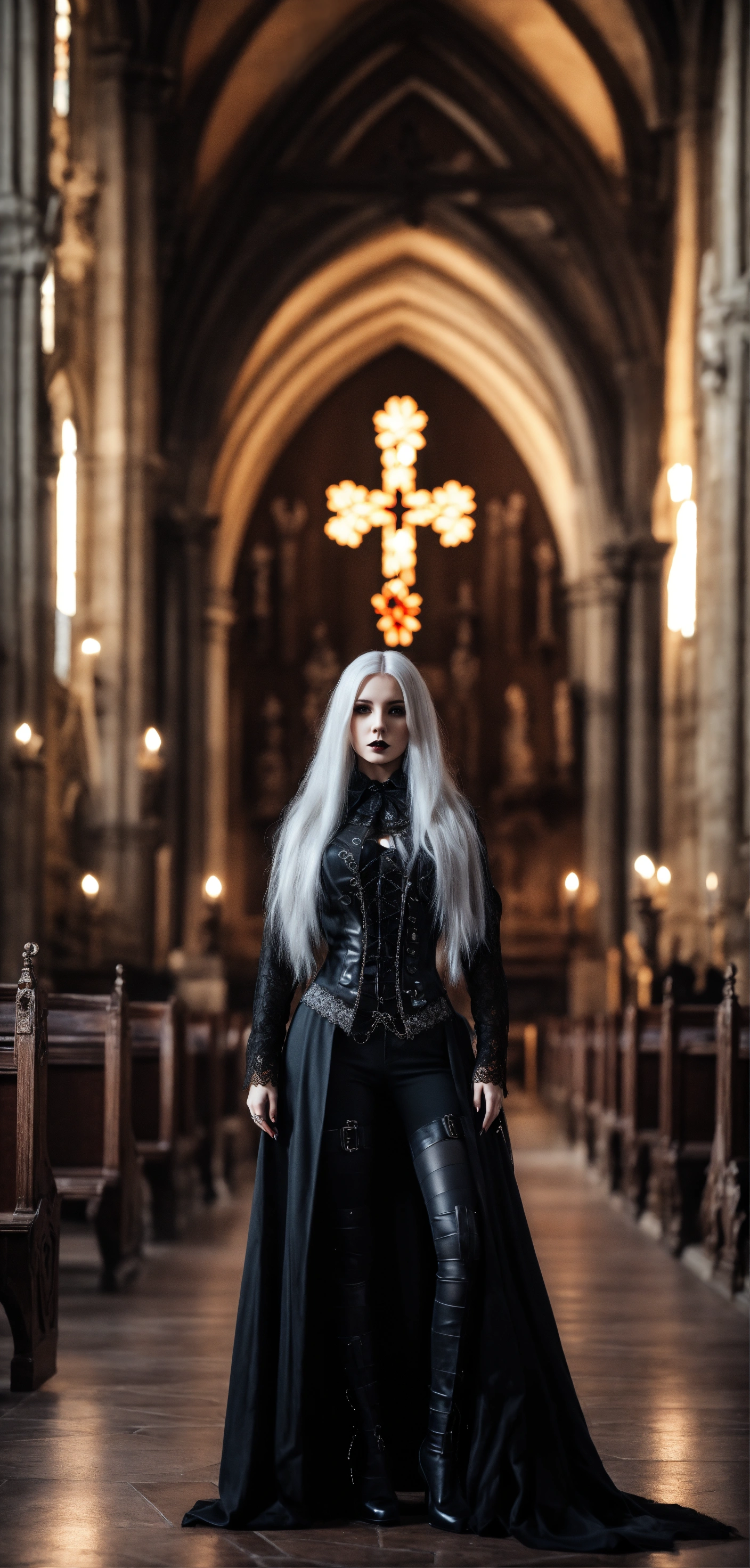 Lexica - Render beautiful young woman in dark goth outfit with white ...