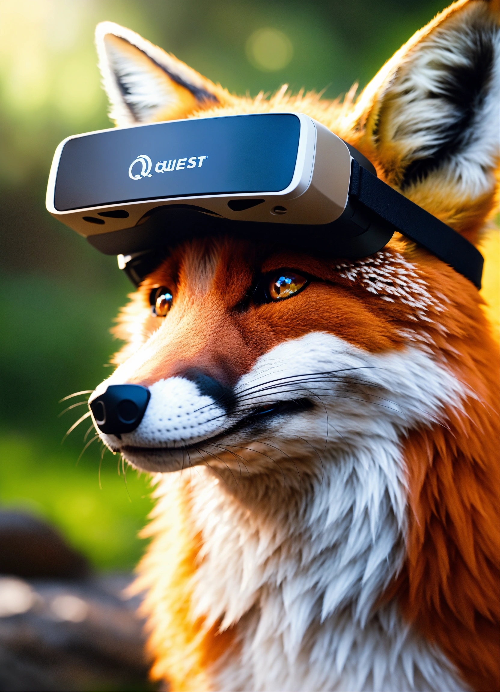 Lexica - A smart fox wearing a quest 3 vr glasses, unreal engine, 4k