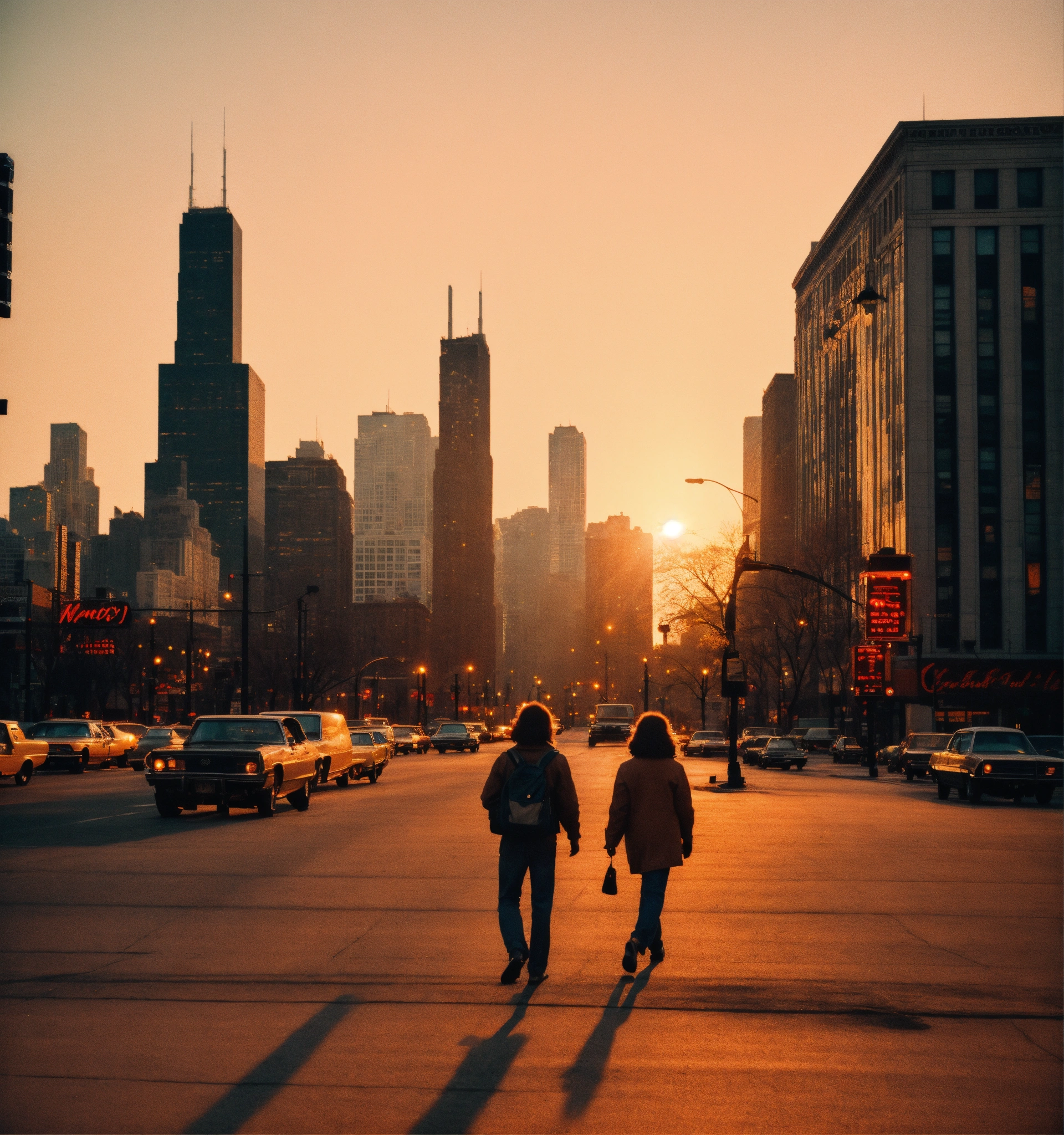 Lexica - A sunset in the background with orange and brown pantones in ...
