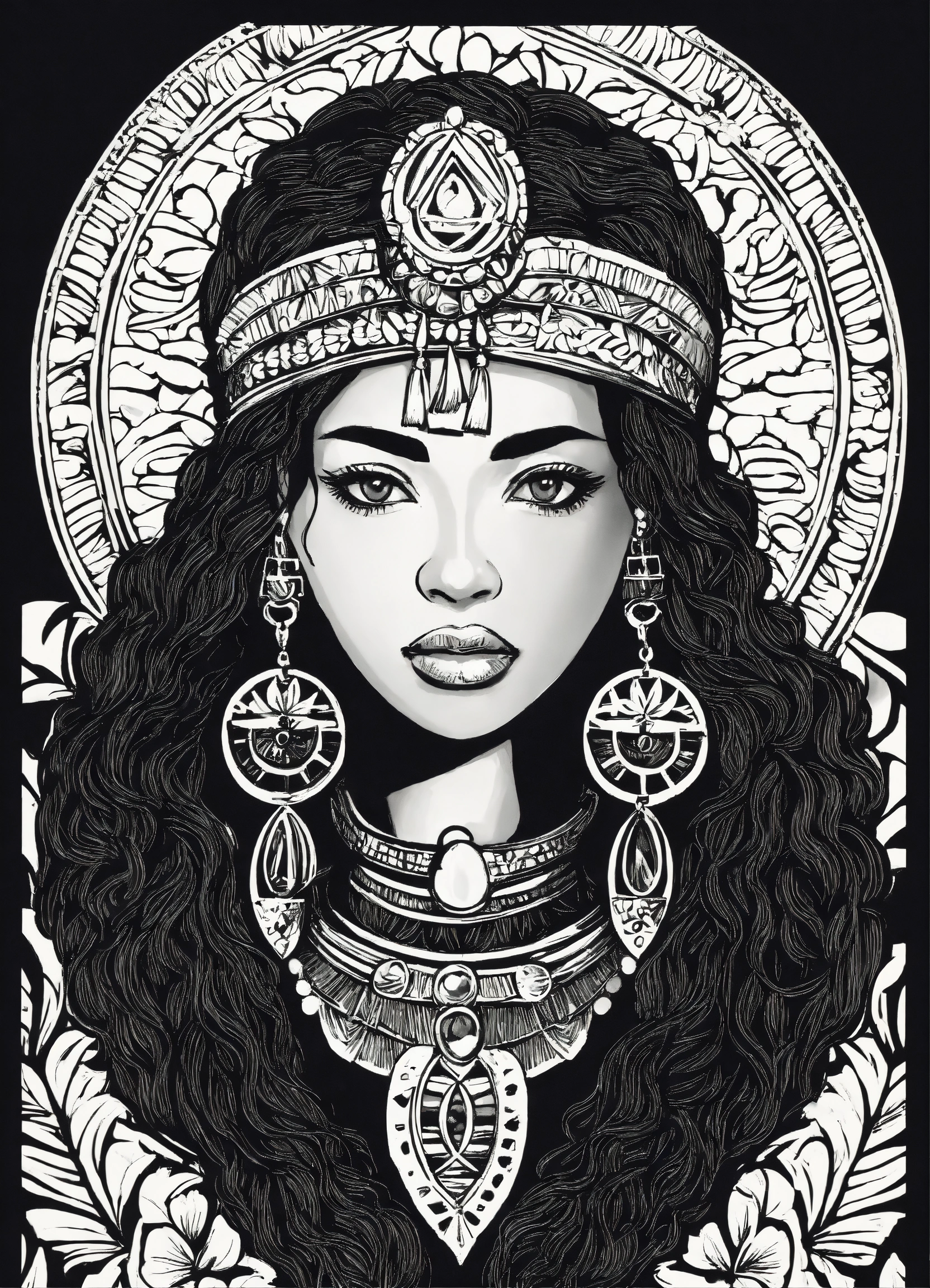 Lexica - Create a Island girl head to chest logo image with nice island ...