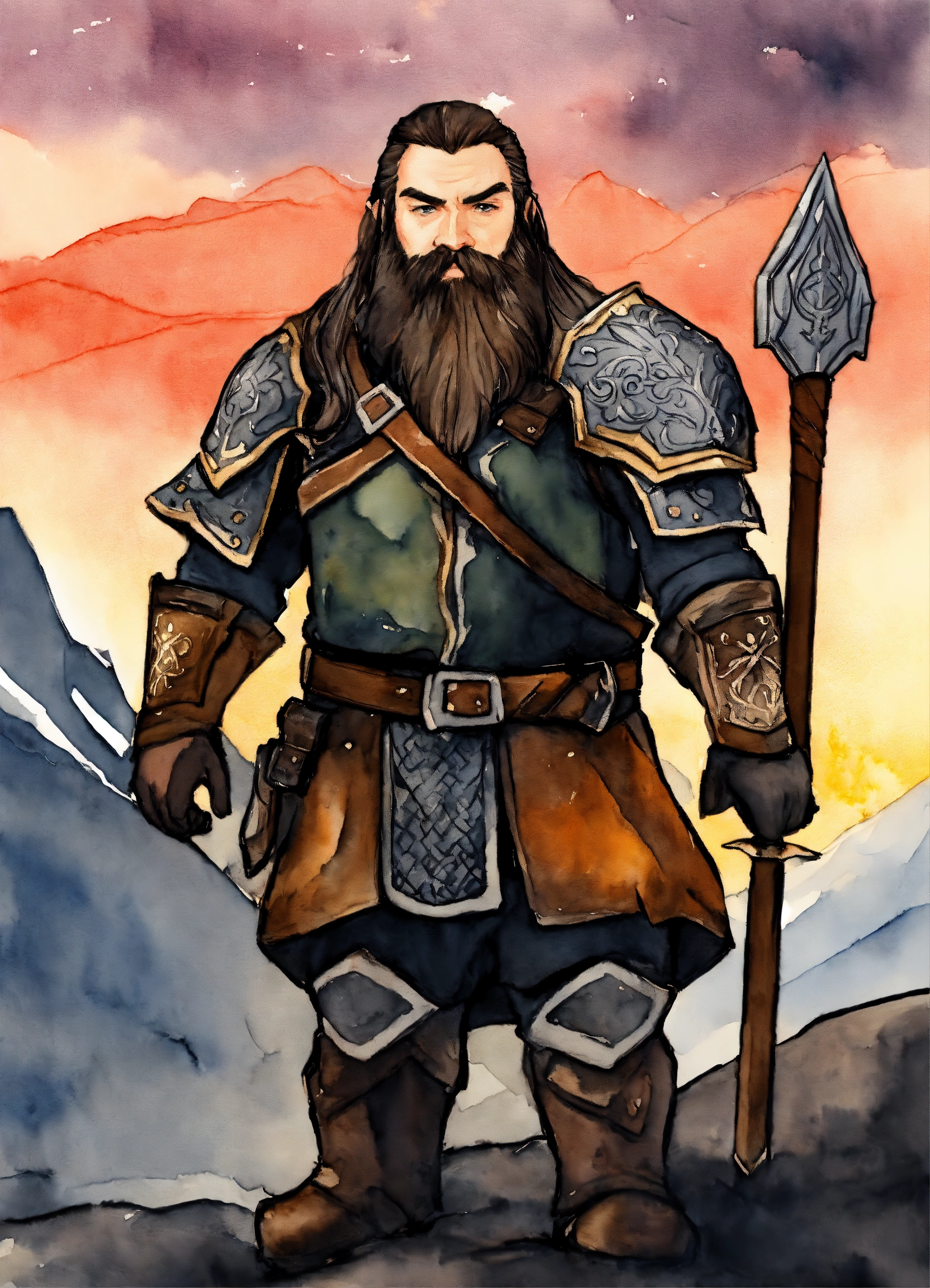 Lexica - The Dwarf Gimli portrait with black hair and beard from LOTR ...