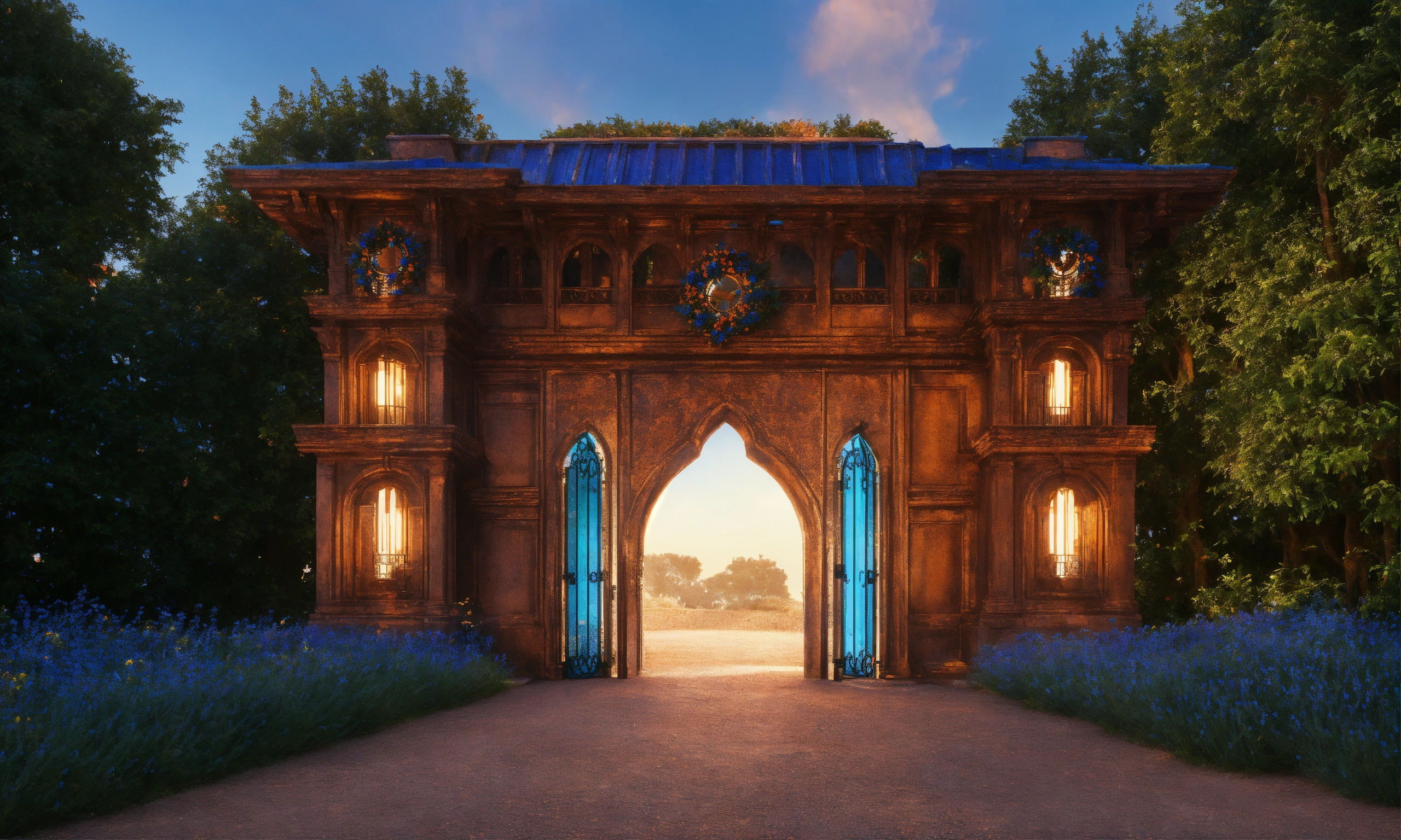 Lexica - Magical gateway with blue and copper installations