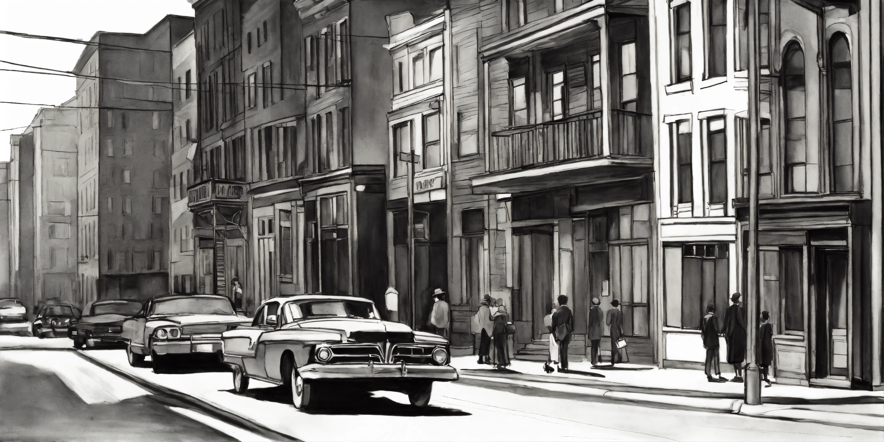 Lexica - Graphite street scene drawing inspired by Alice Neel's black ...