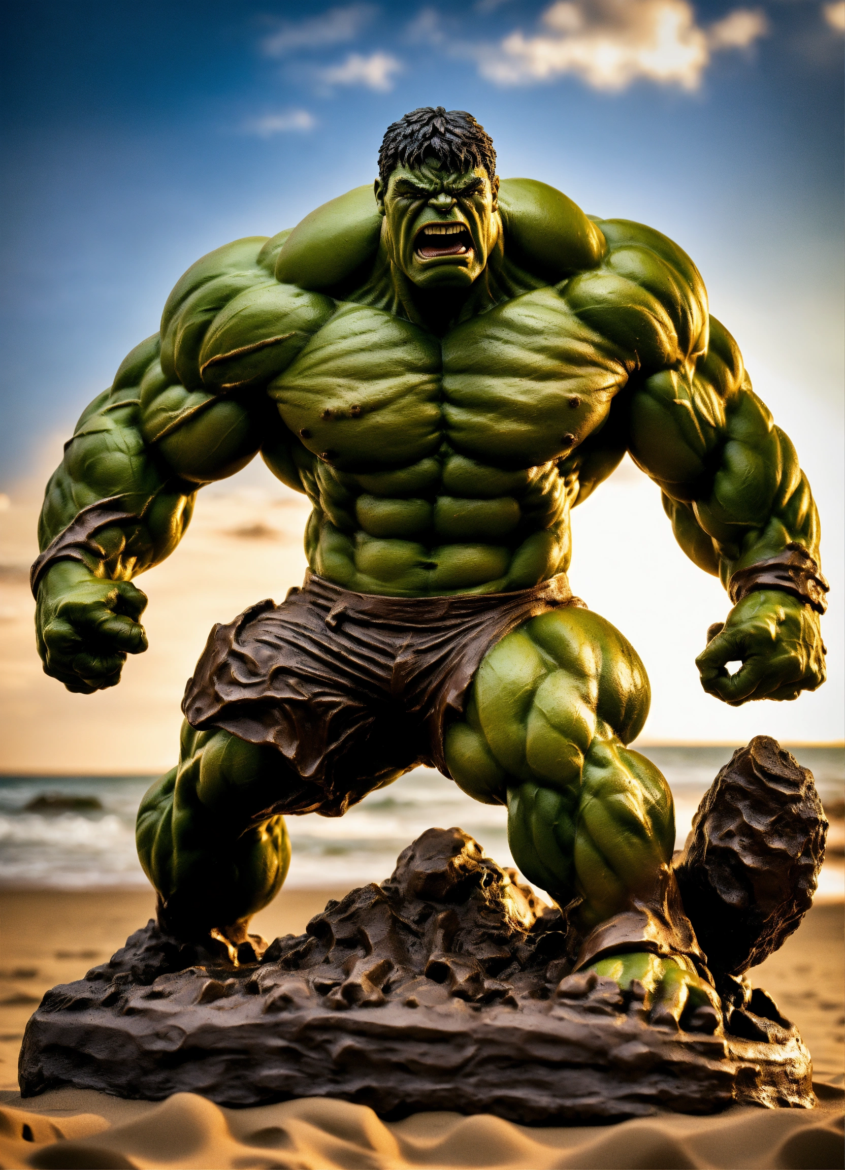 Lexica - A sculpture of aged bronze resin portraying the muscular Hulk ...