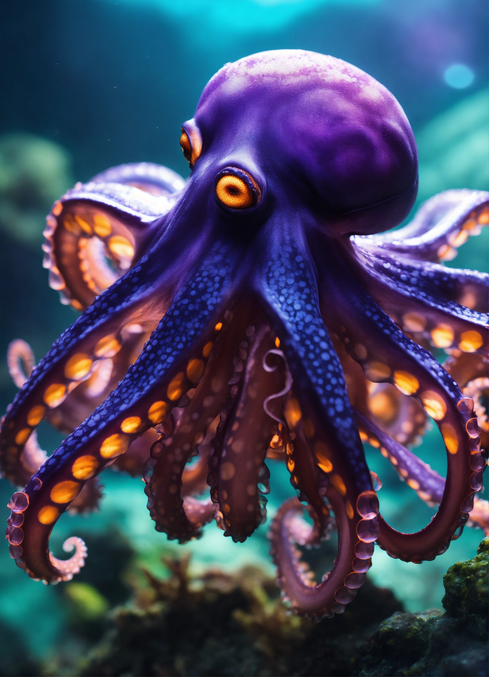 Lexica - Octopus's chromatophores skin, black purple theme, 8k