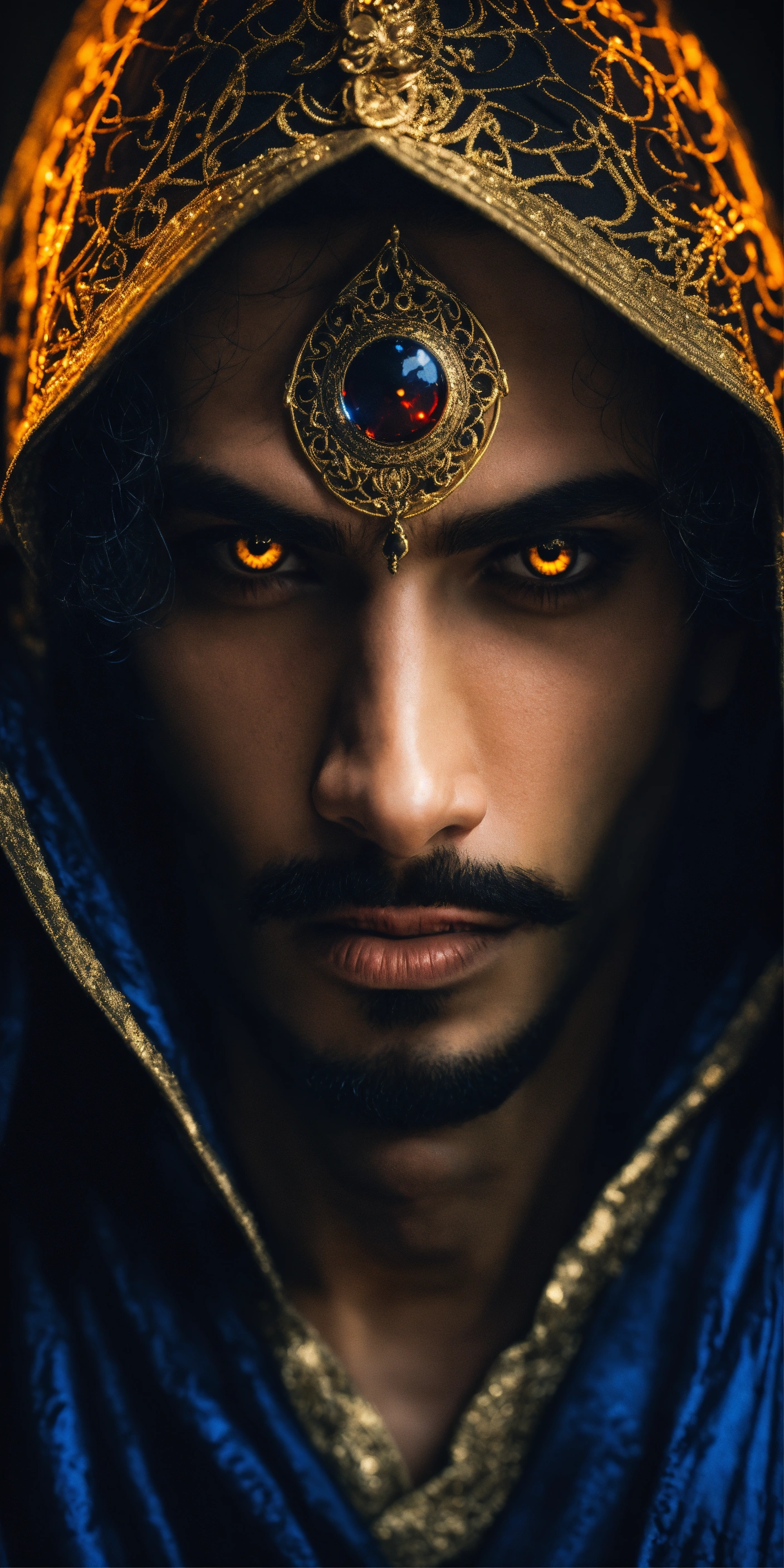 Lexica - Dark dramatic headshot of a young handsome Arabic evil ...