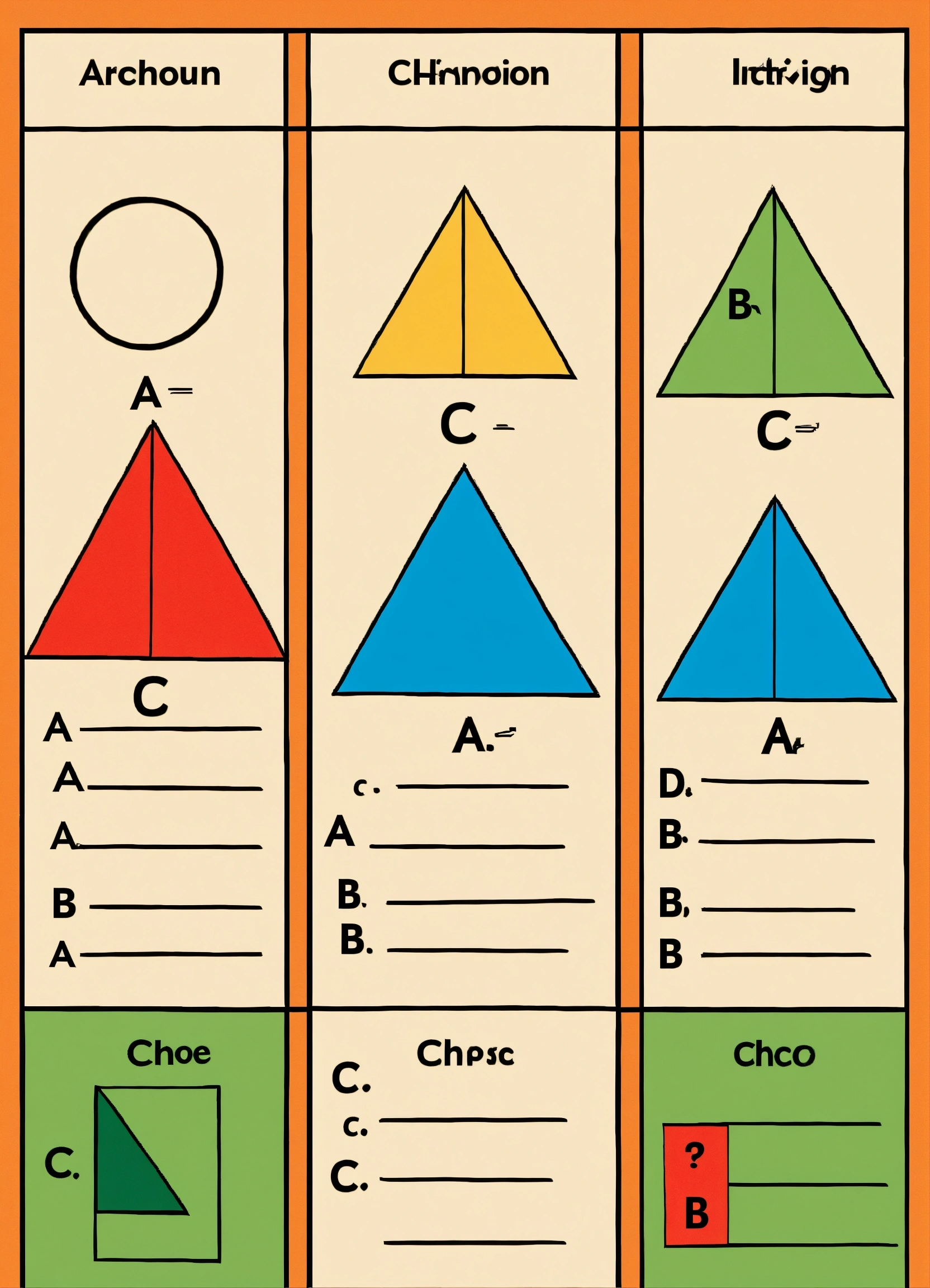 Lexica - Multiple choice question. Which shape is a triangle. (a) a square, (B) rectangle, (C ...