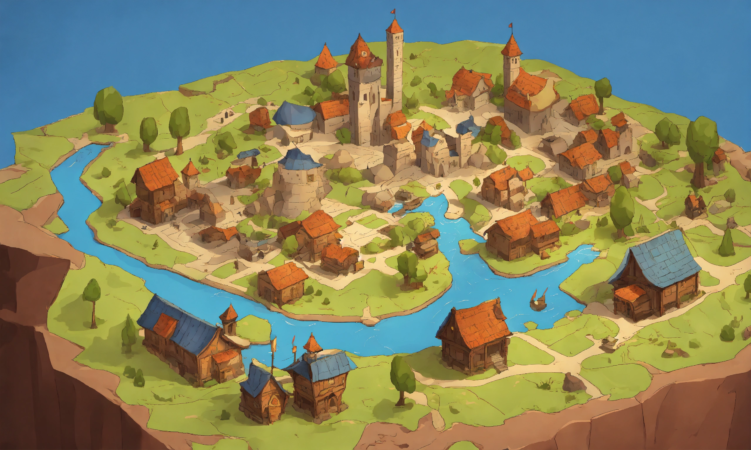 Lexica - A cartoon cubic medieval map