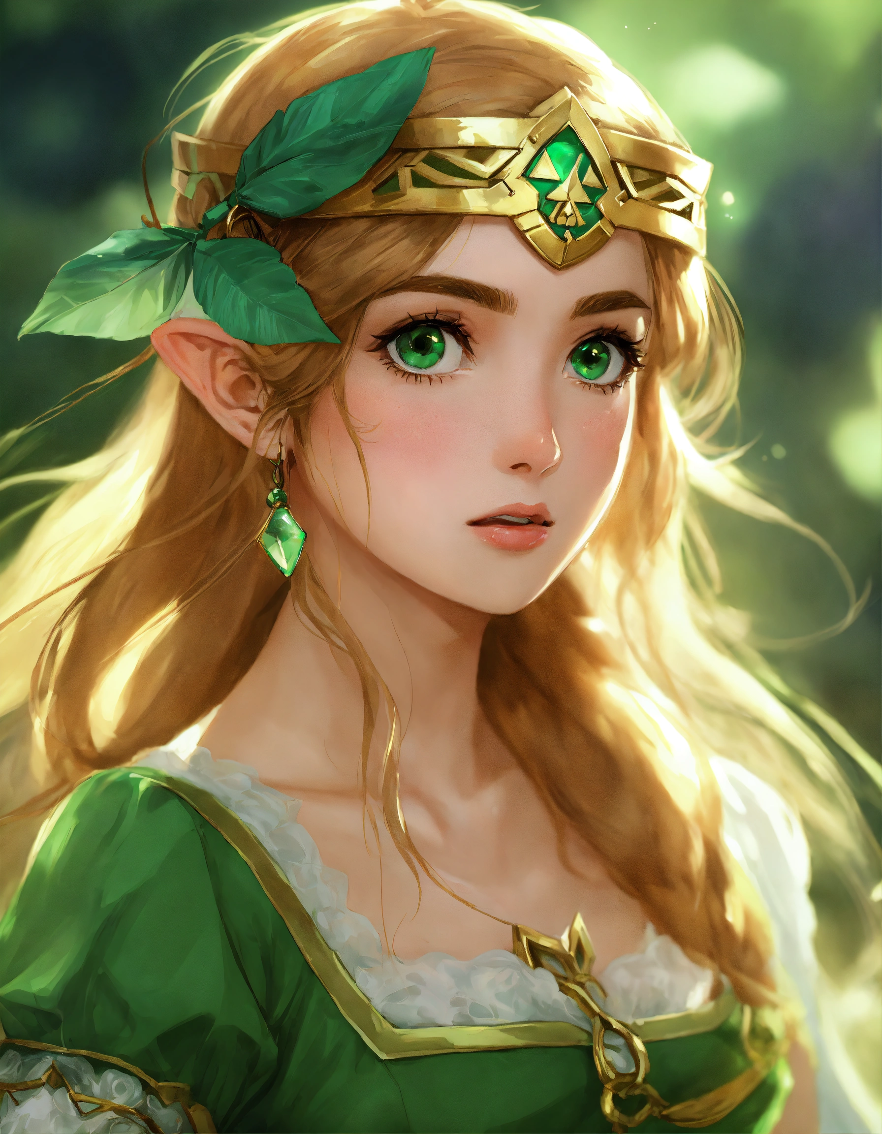 Lexica - Portrait of Delicate feminine Link from legend of Zelda green ...