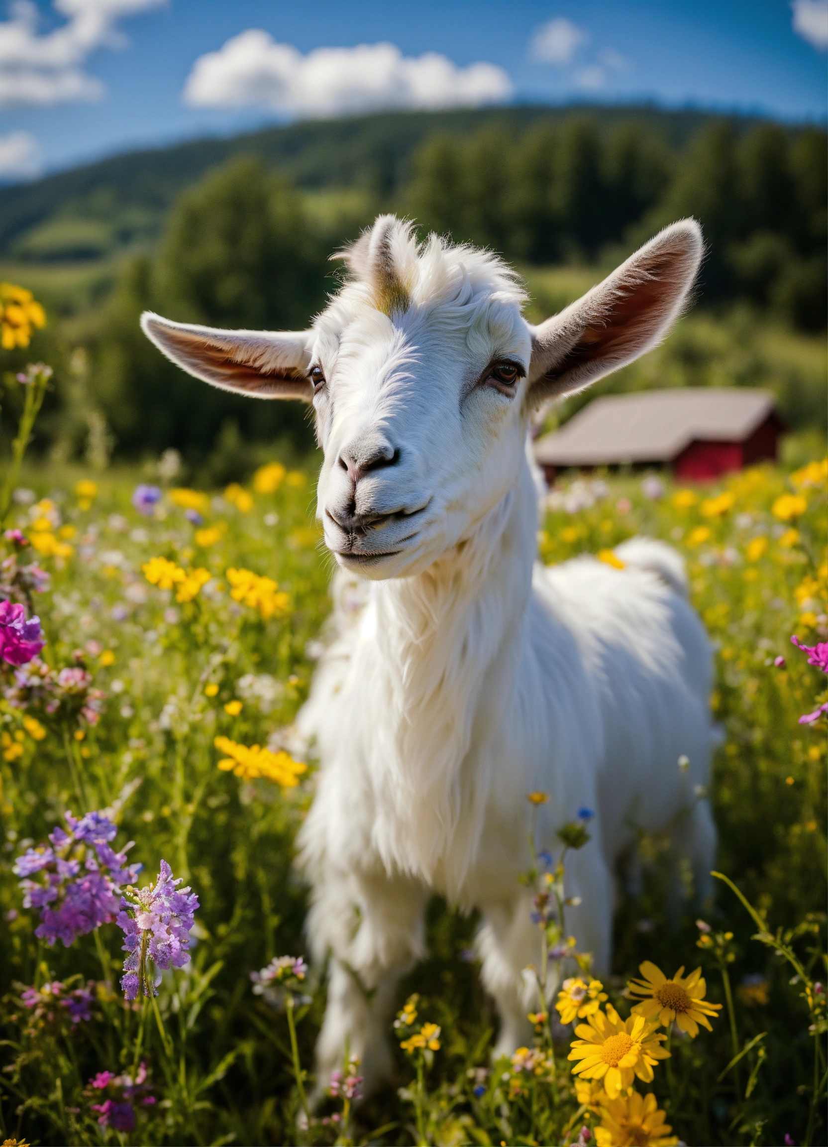 Lexica - A huggable fluffy plush toy goat, sitting in a meadow ...