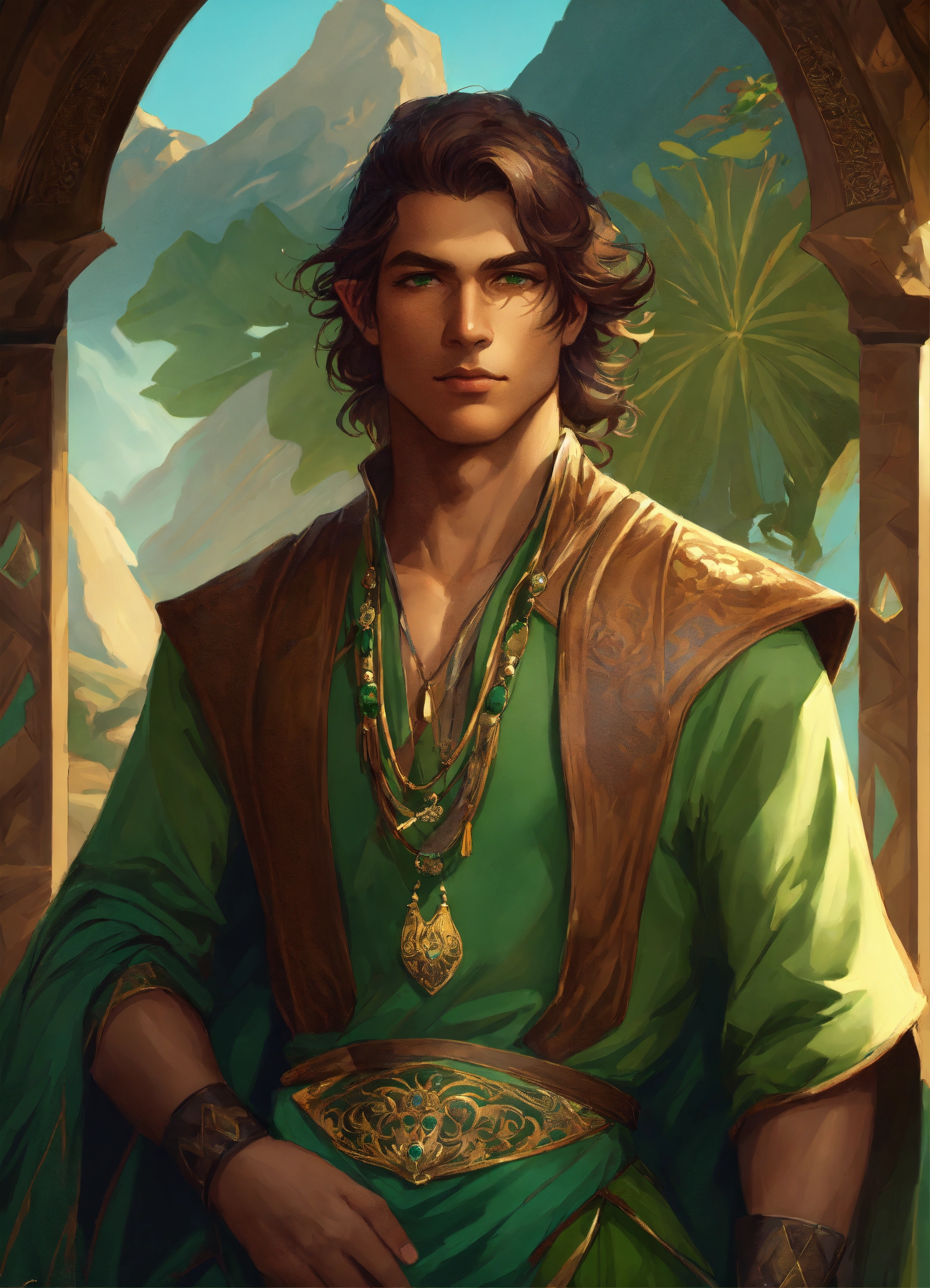 Lexica - Full body portrait of handsome persian elf male scout, high ...