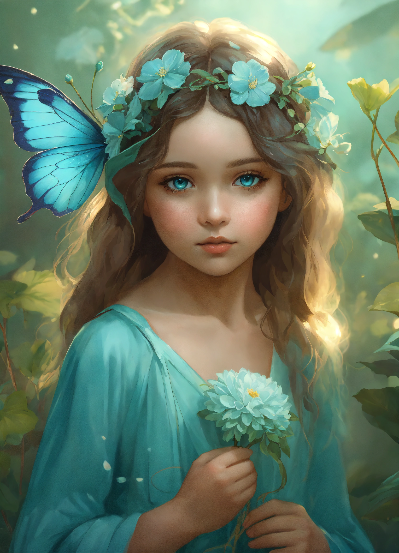 Lexica - Portrait and shot full body of a cyan Baby cute Fairy Girl ...