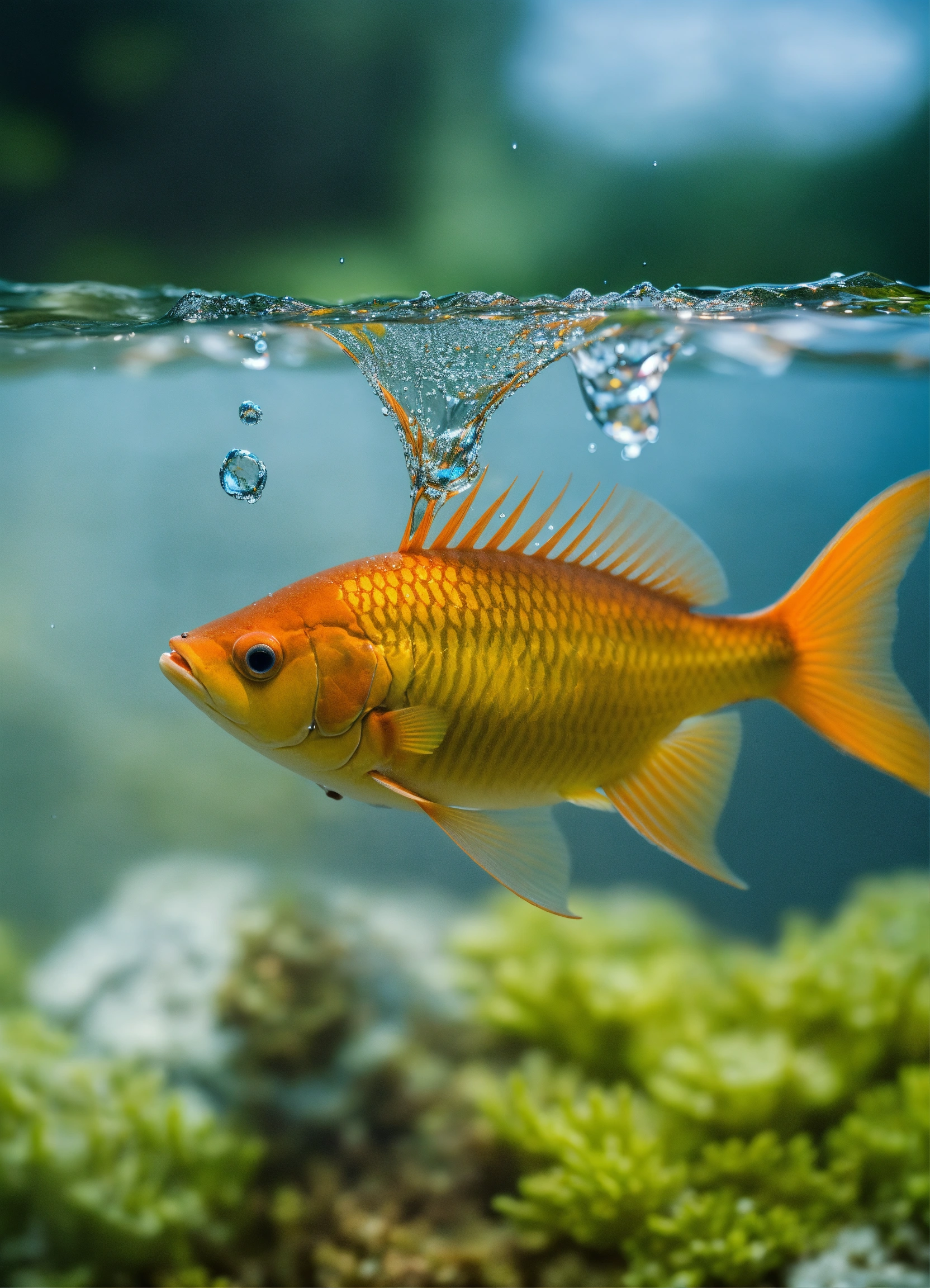 Lexica - The water drop falls below the water surface, it morphs into a ...