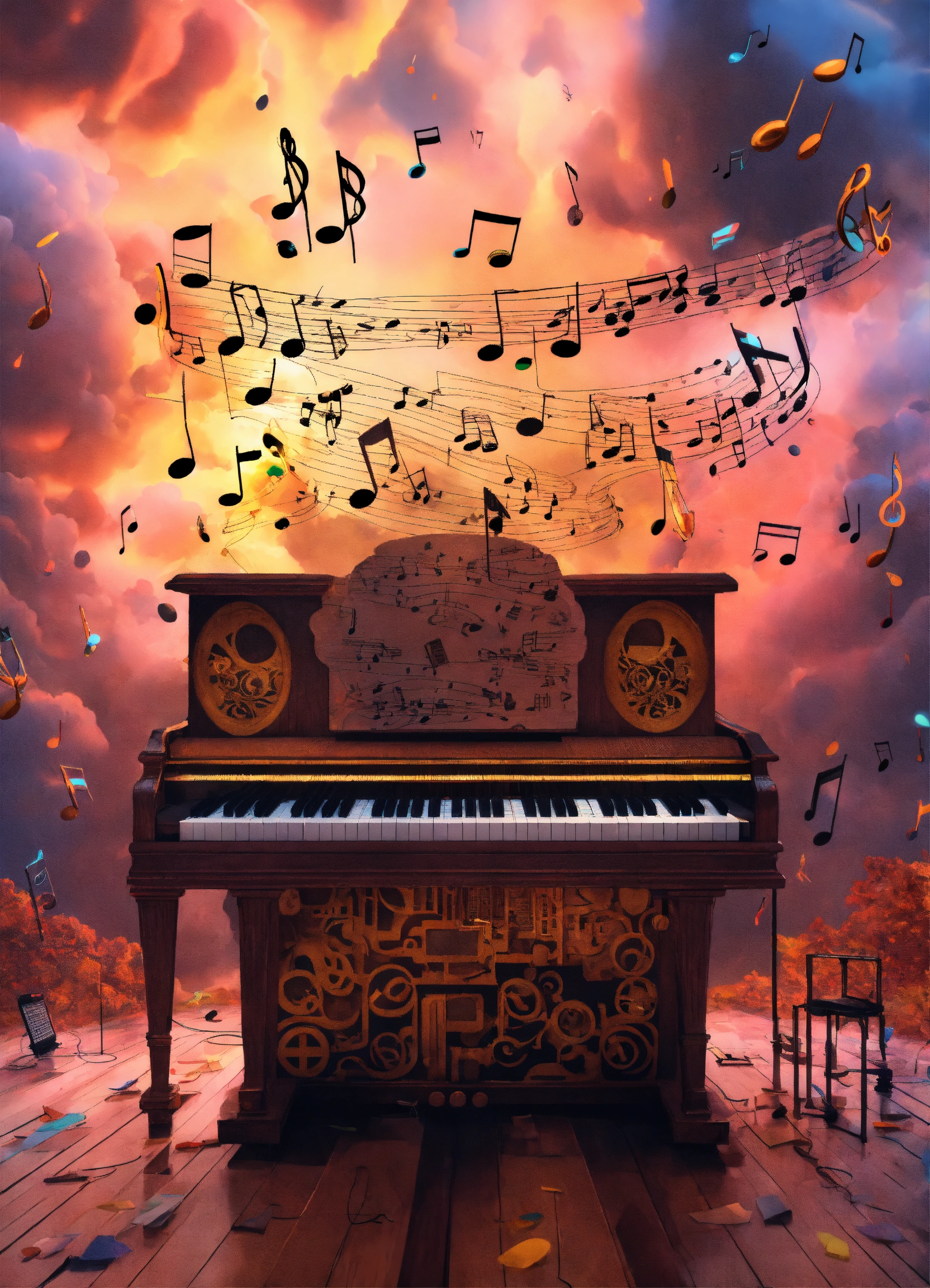 Lexica - A microphone fused into a floating piano surrounded by ...