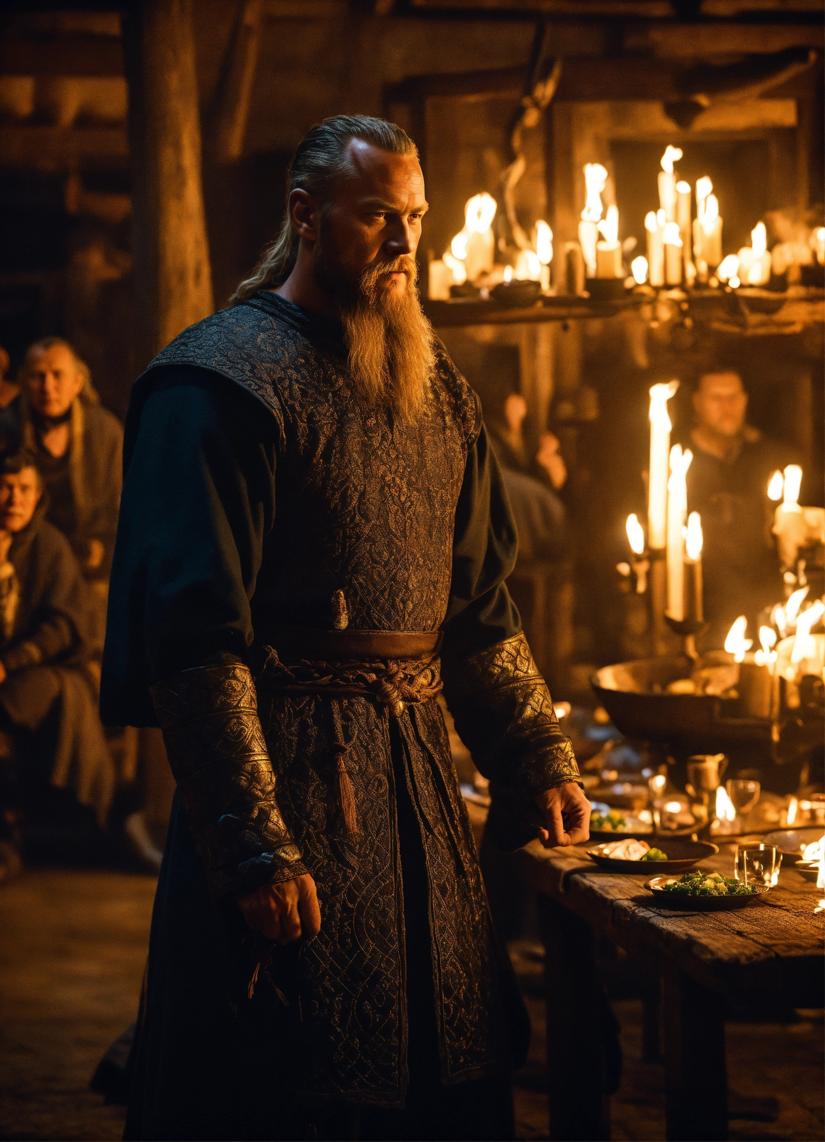 Lexica - Ragnar Lothbrok, 60 old-years, in a great longhouse, banquet ...