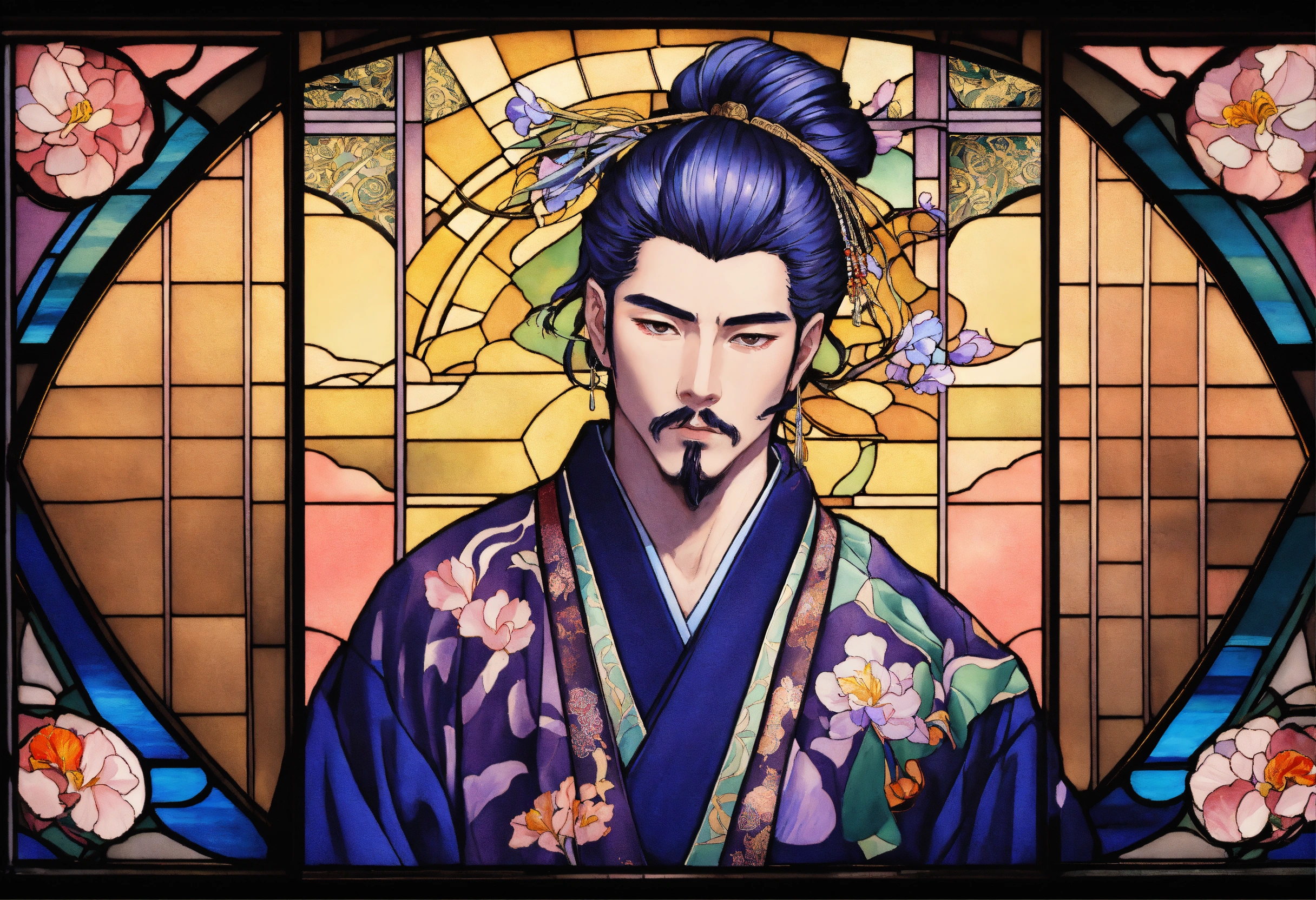 Lexica - Portrait of a samurai in Art Nouveau style, dressed in a ...