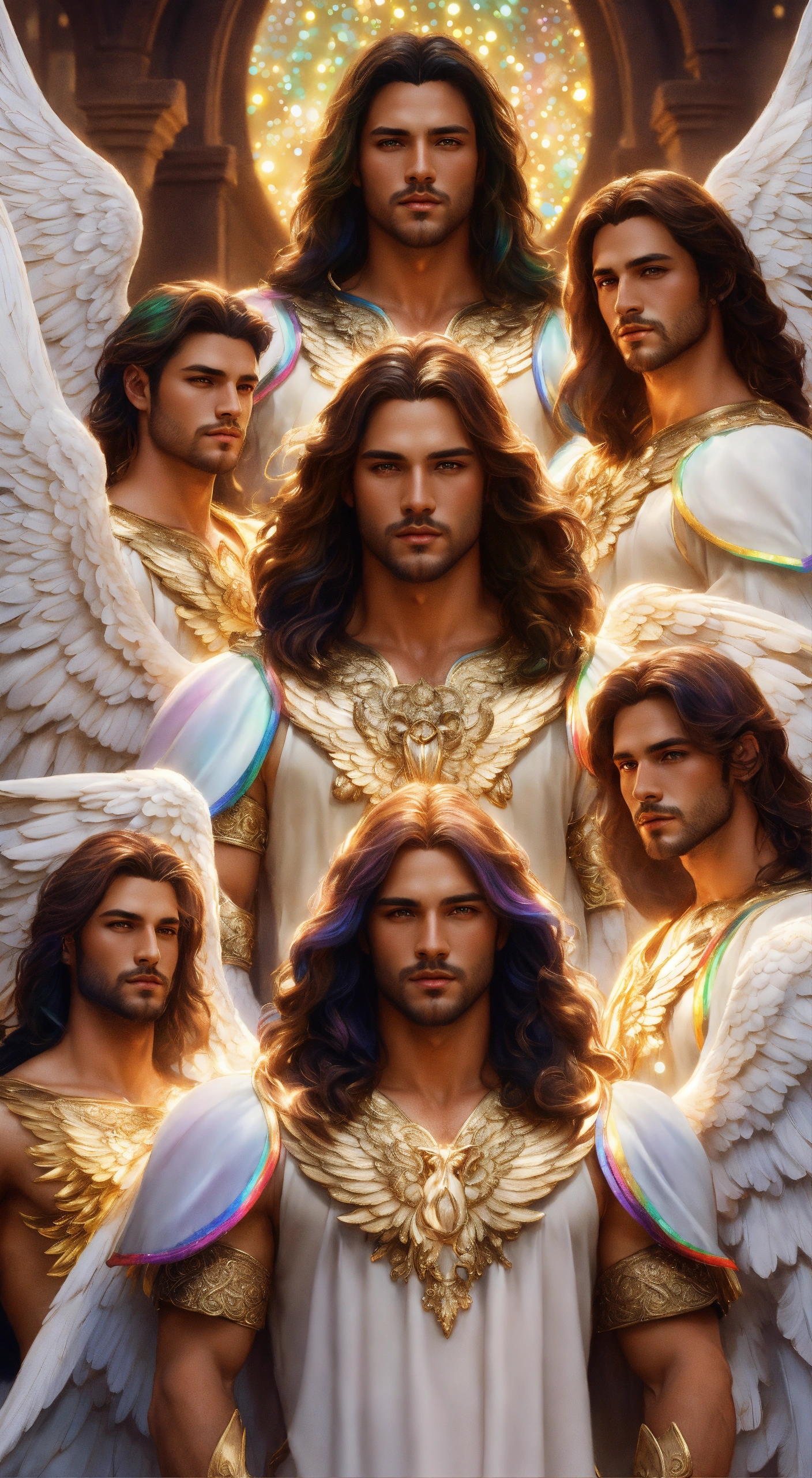Lexica - Group of 7 beautiful and perfect male Angels, detailed and ...