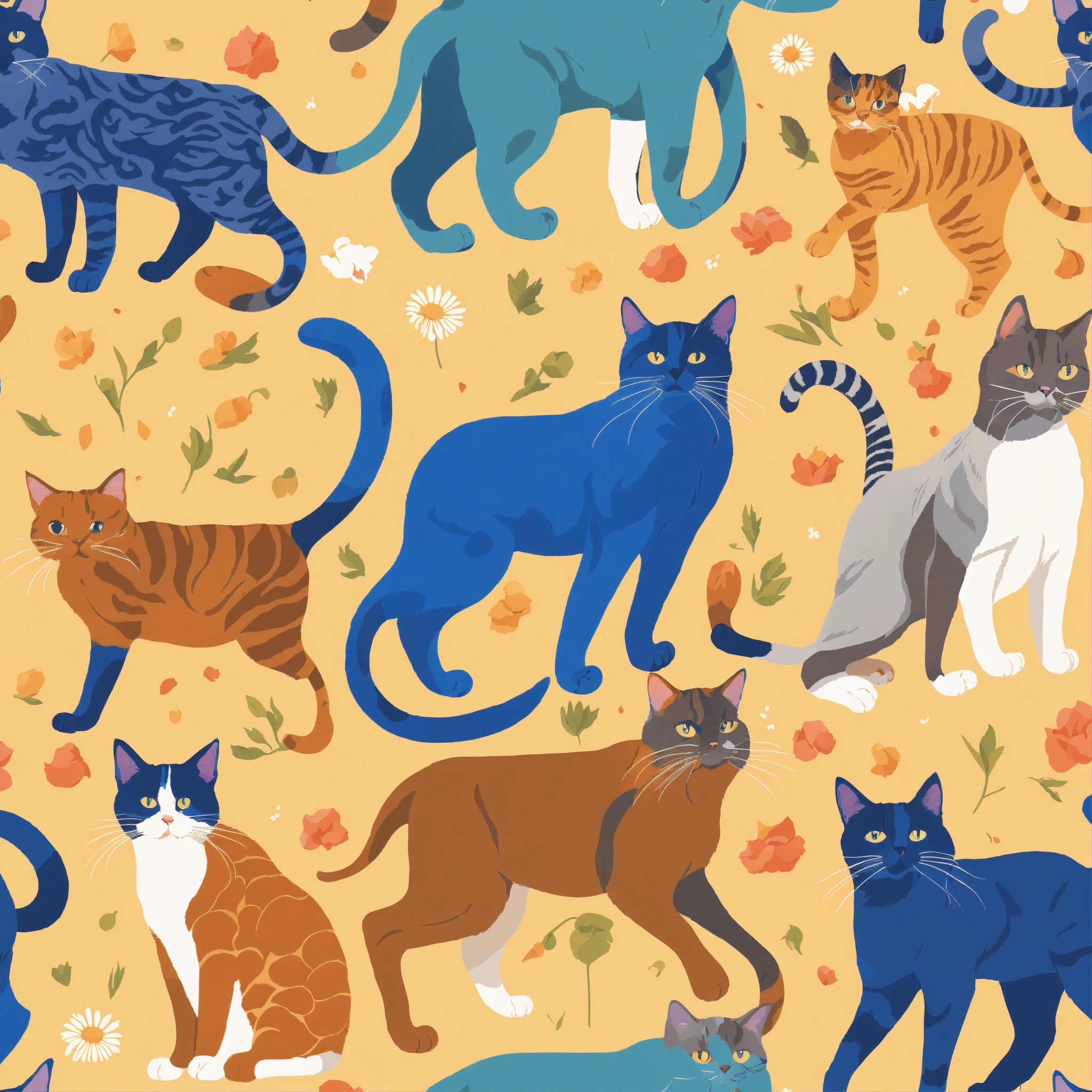 Lexica - Seamless patterns of cats, repeating patterns design, fabric ...