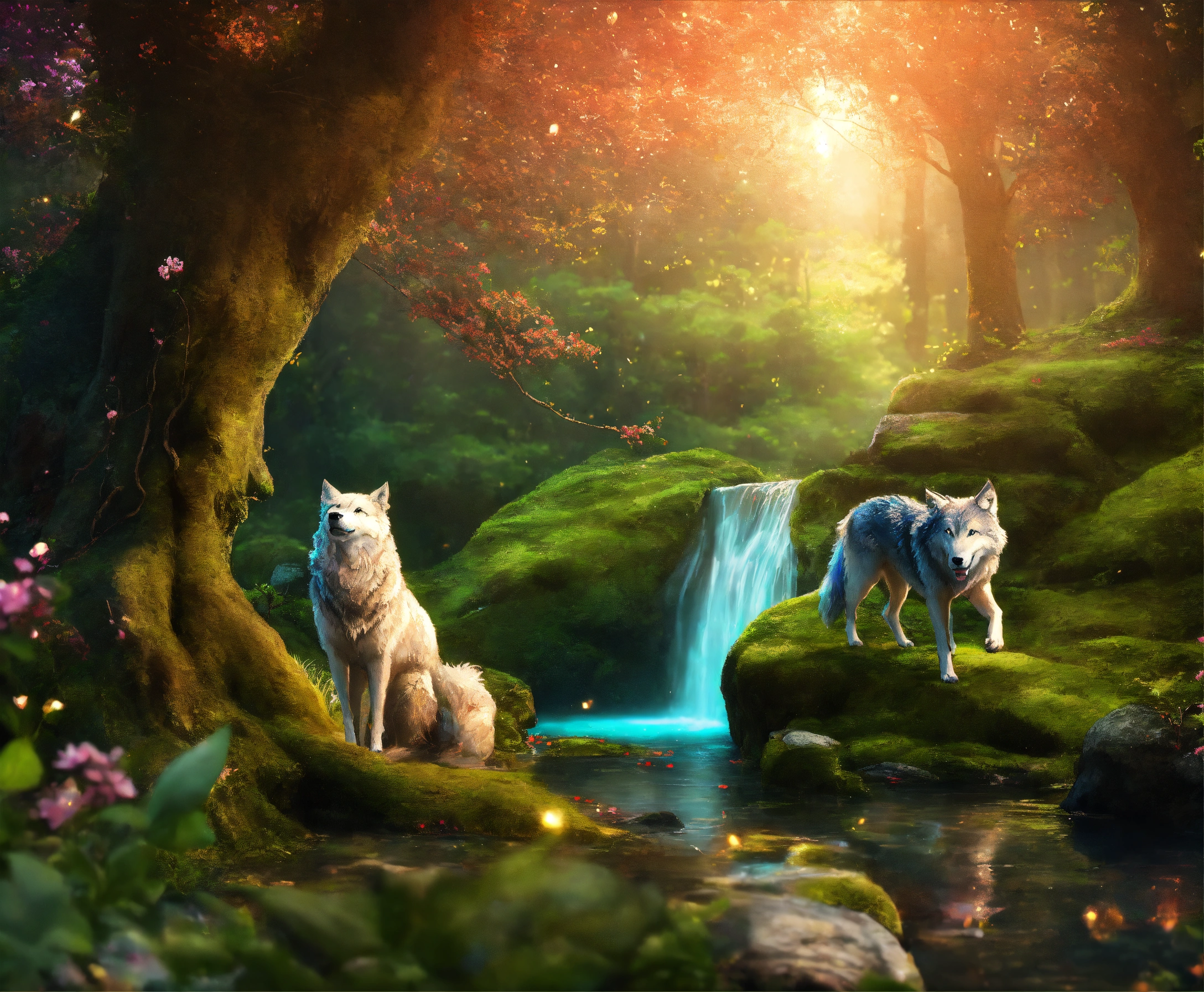 Lexica - A fairy tale inspired scene with a mystical wolf