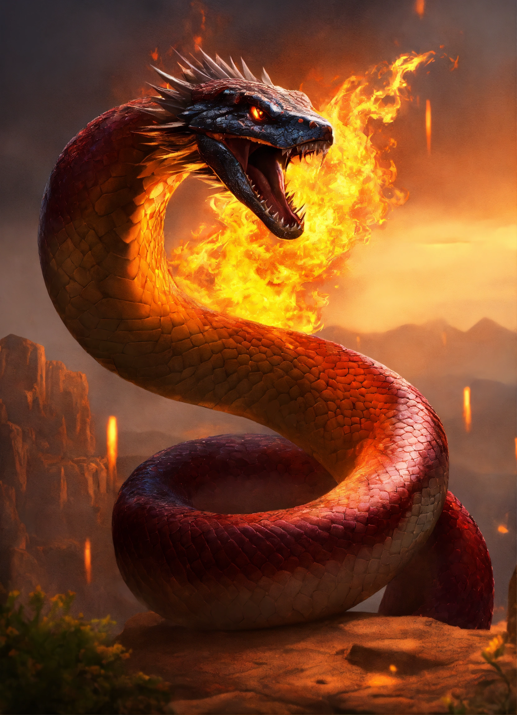 Lexica - Epic draon snake relistic breathing fire