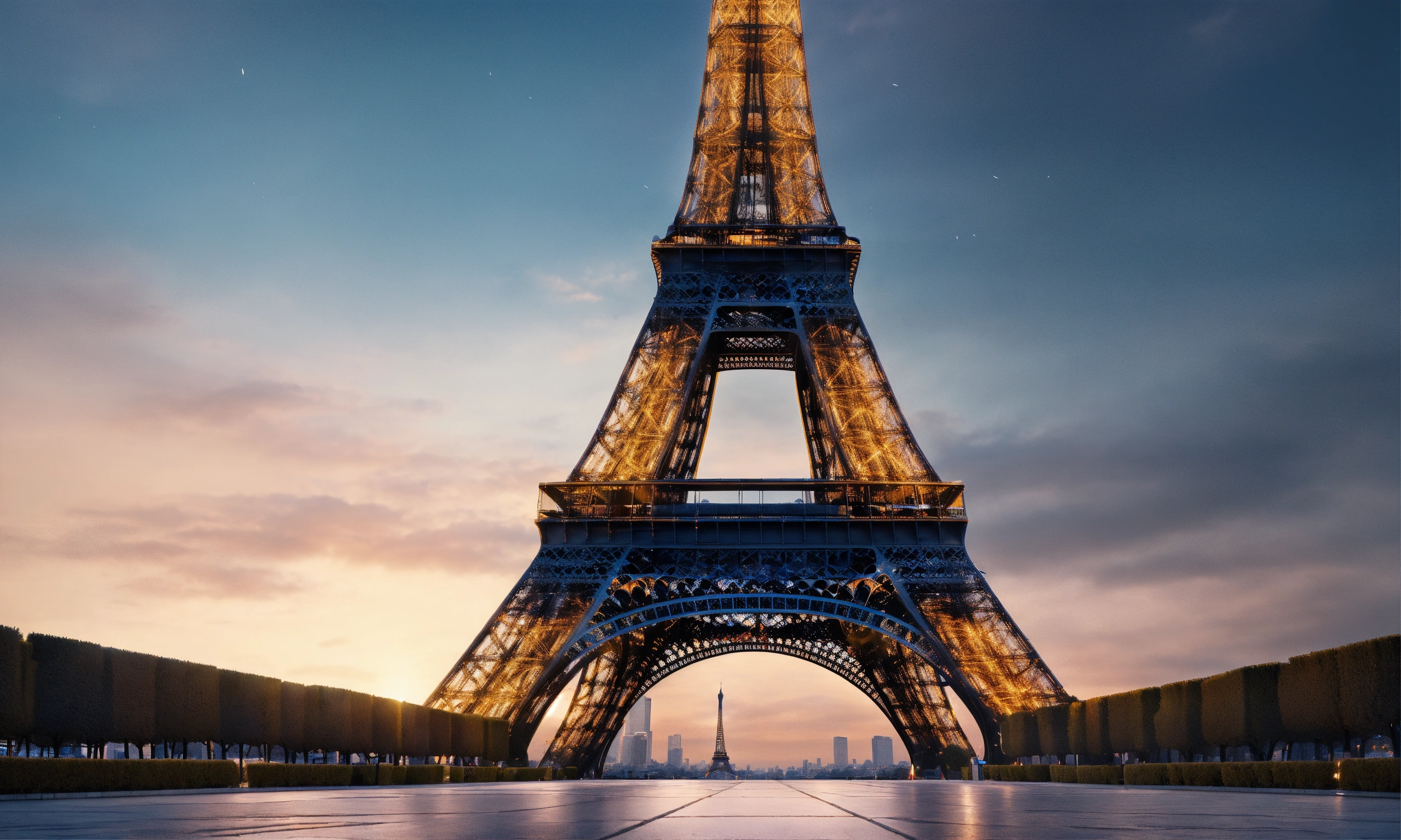 Lexica - Realistic photo of a futuristic Eiffel tower inspired skyscraper