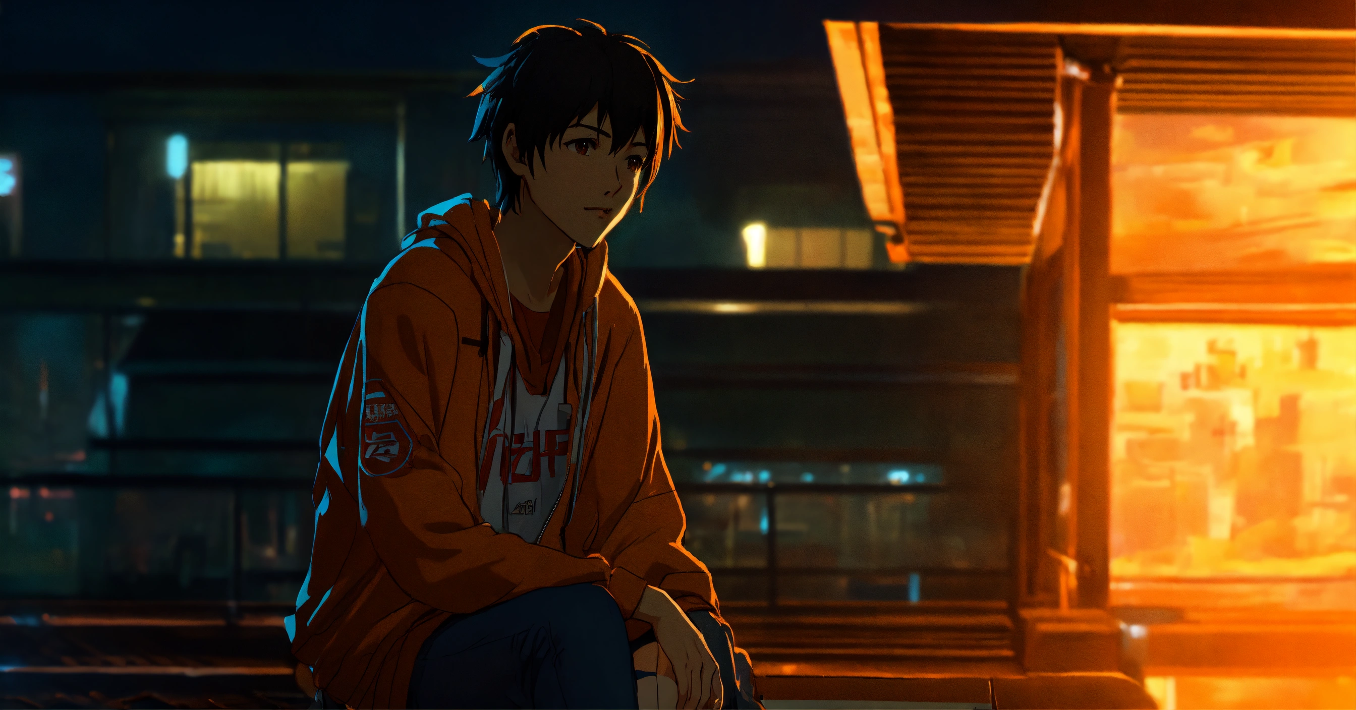 Lexica - Exact copy of image, exact orange hoodie, guweiz style and in ...