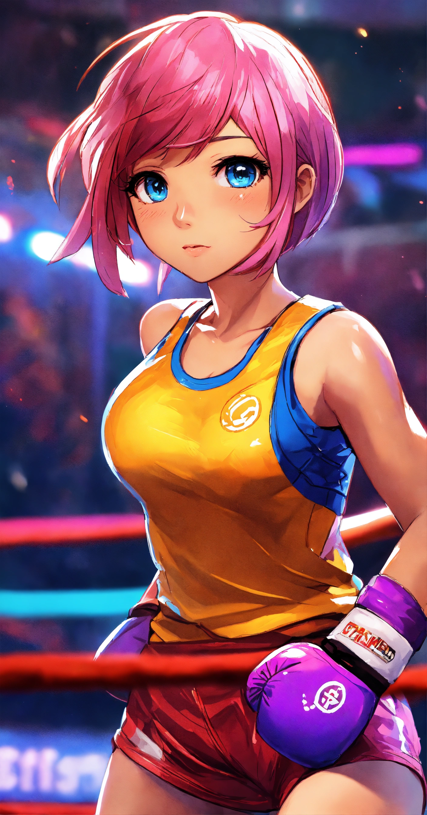 Lexica - Digital oil painting of a cute anime girl wearing a boxing ...