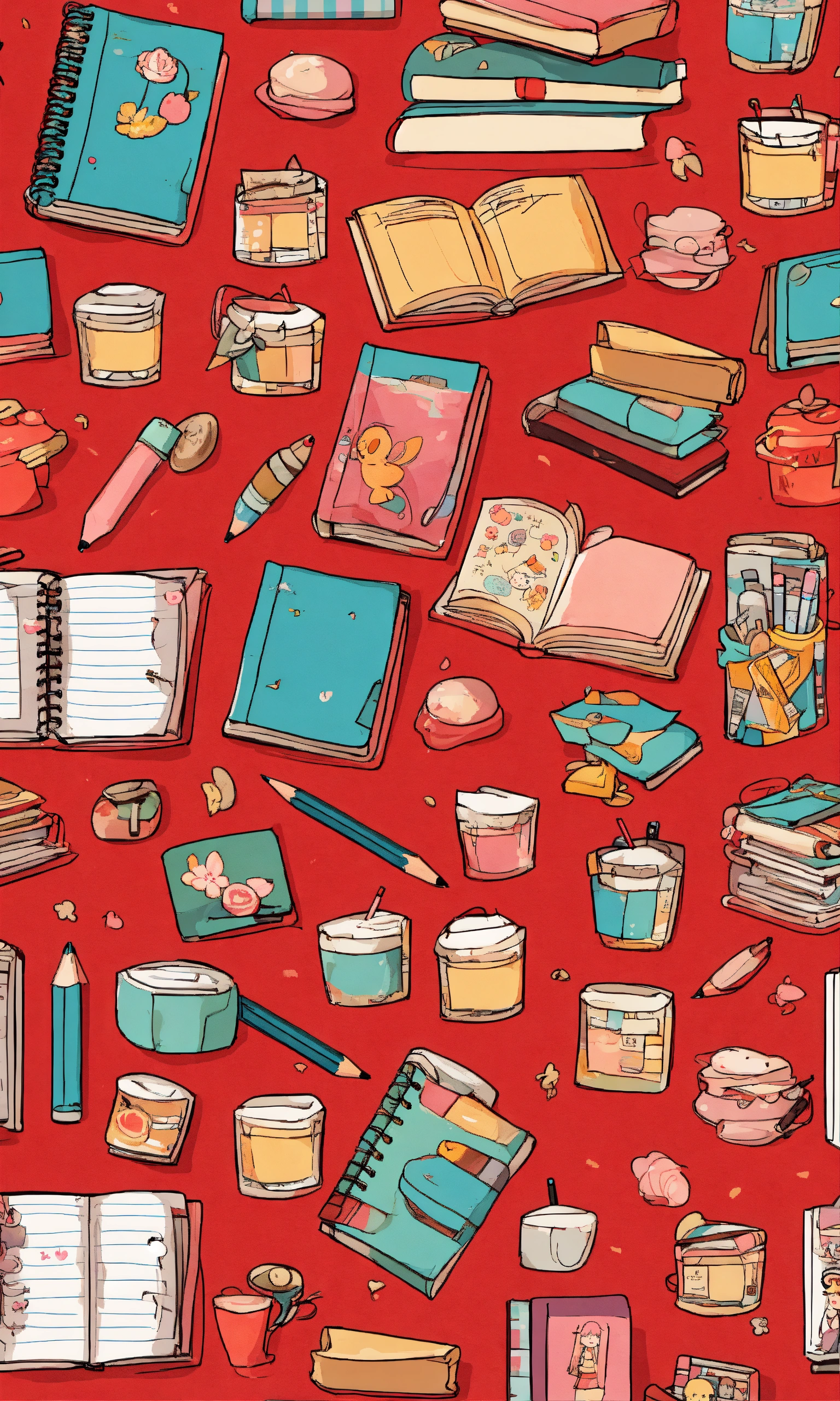 Lexica - Icons of chibi kawaii books, pencils, notebooks, notebook ...