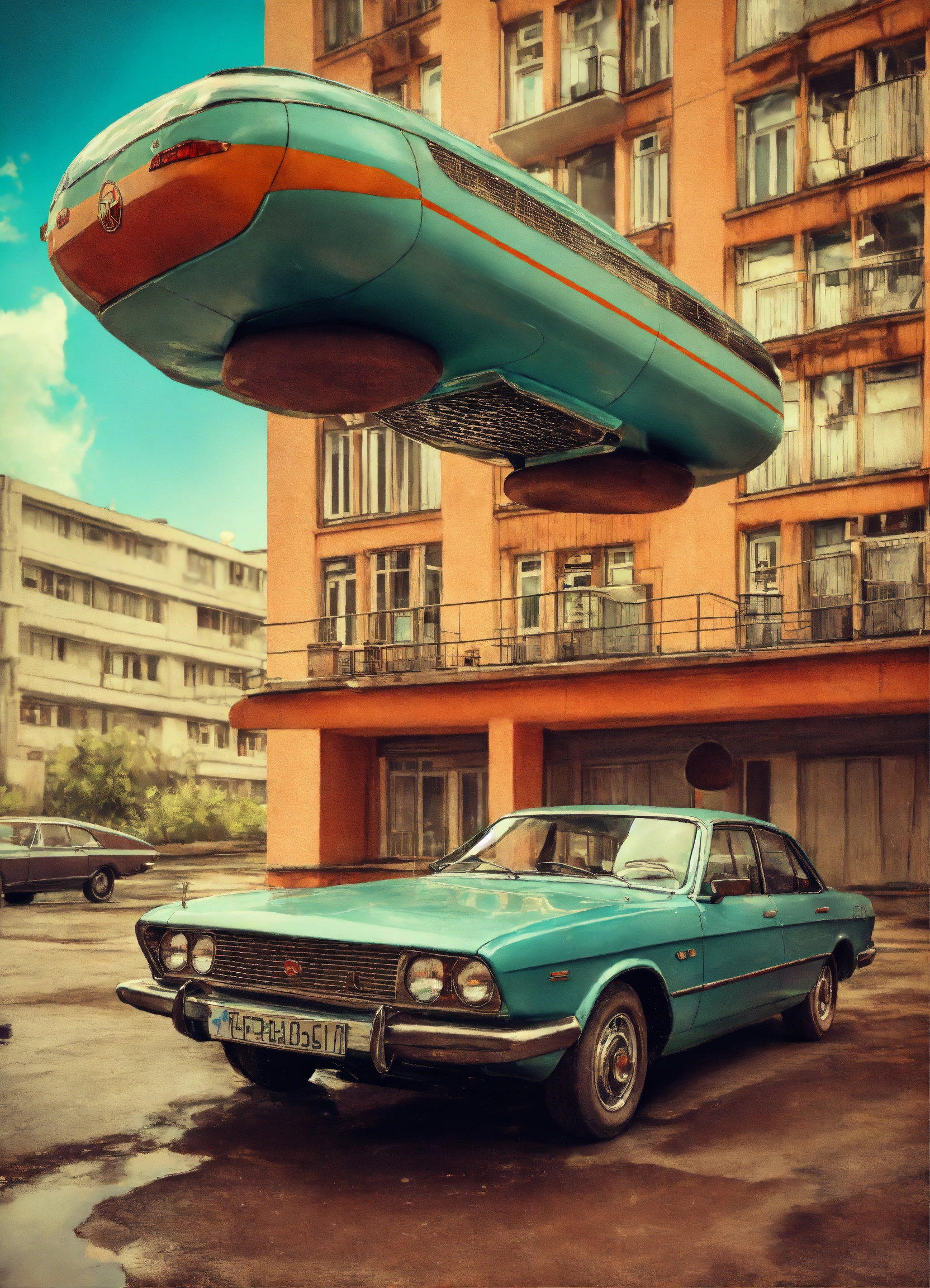 Lexica - Retro future soviet cars, hovering cars, soviet neighborhood ...