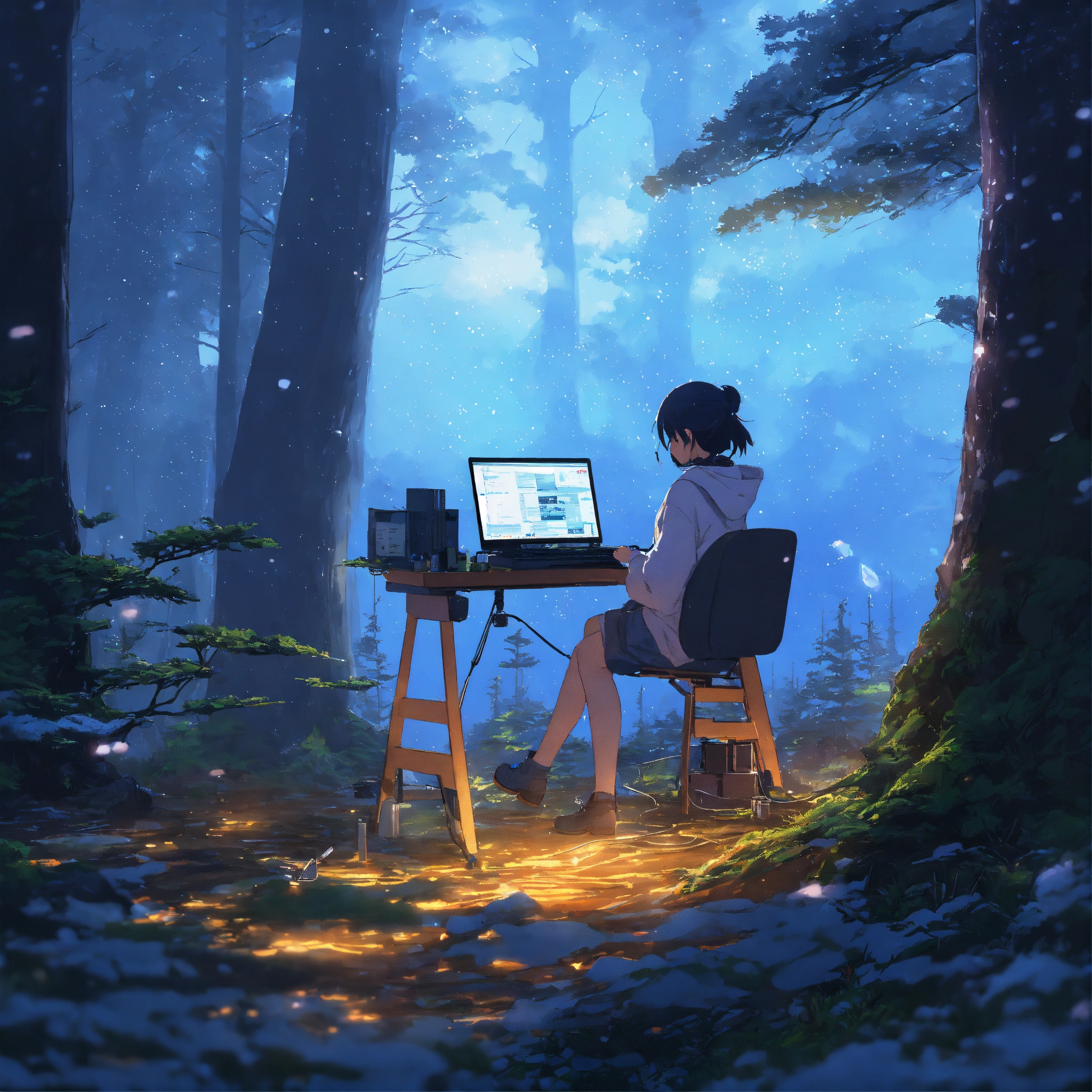 Lexica - Create a high resolution artwork of chillhop, Anime Girl is ...